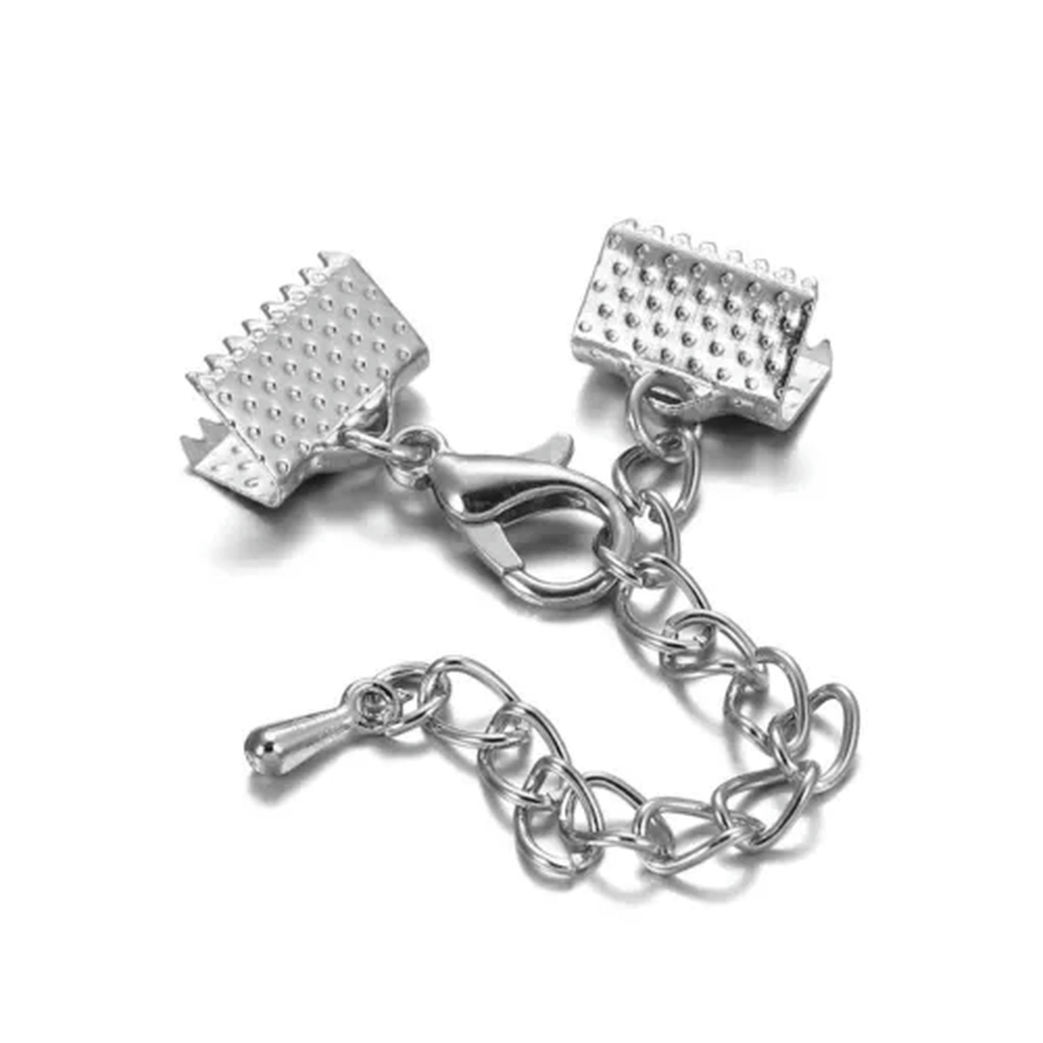 GAVONO 10 Cord Crimp End Fold-Over End Caps Leather Clasp Connector for ...