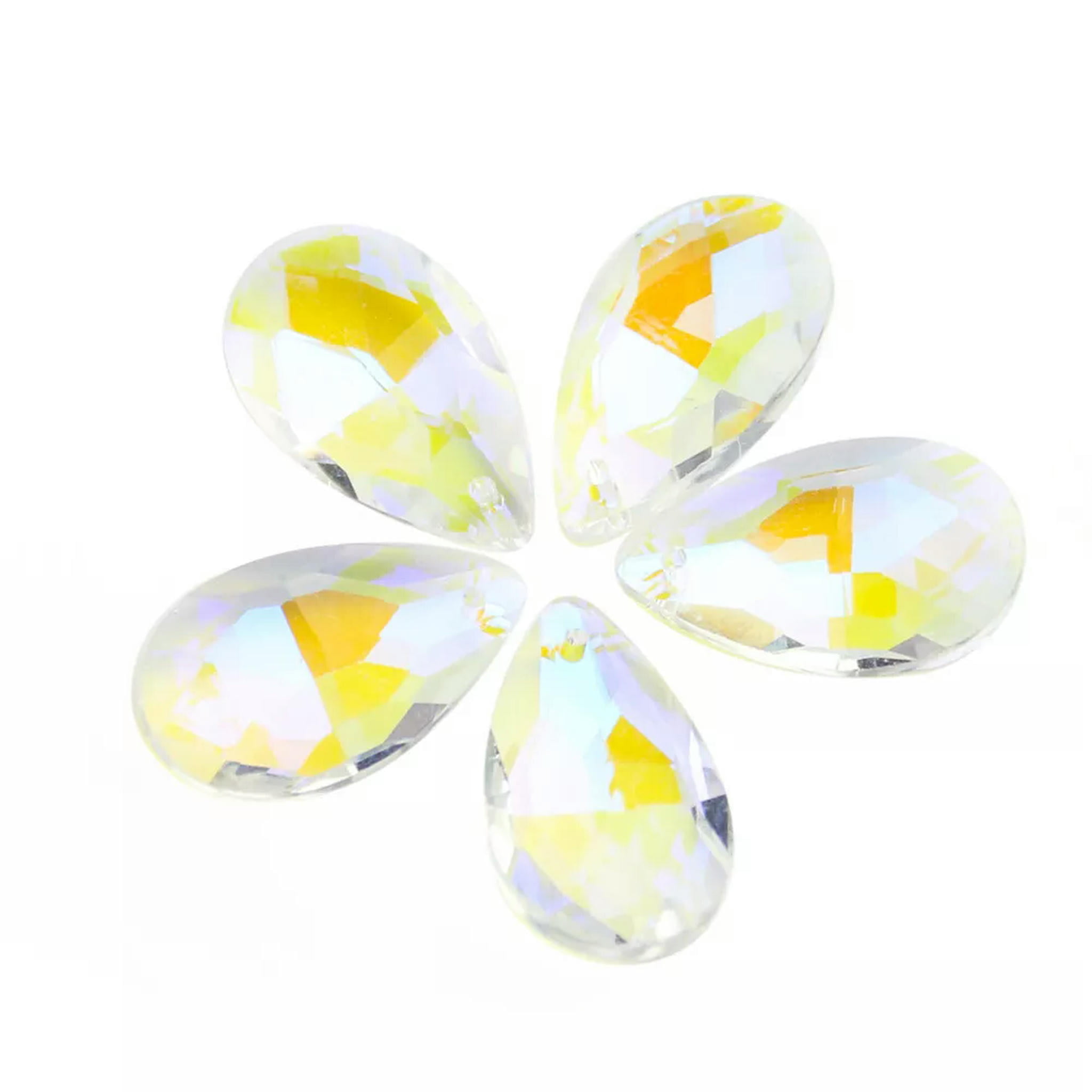 GAVONO 10PC 28MM AB Angel Tear Crystal Faceted Prism Glass Suncatcher ...