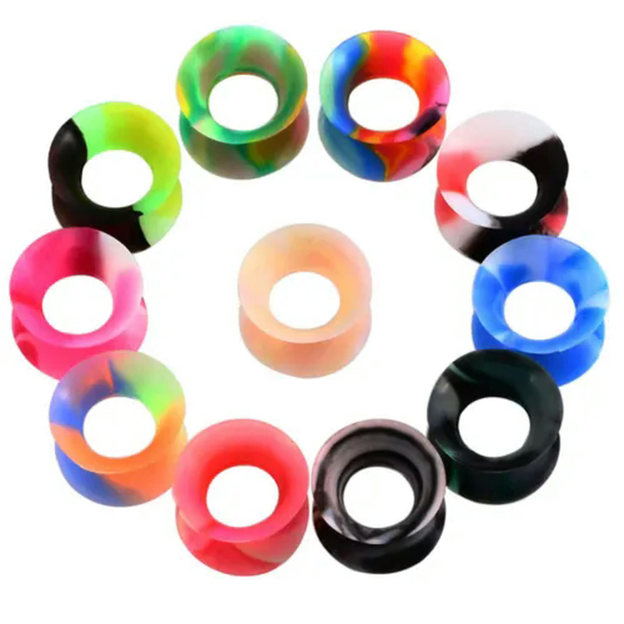 GAVONO 11Pair Silicone Earring Flesh Tunnel Ear Plug Rainbow Color ...