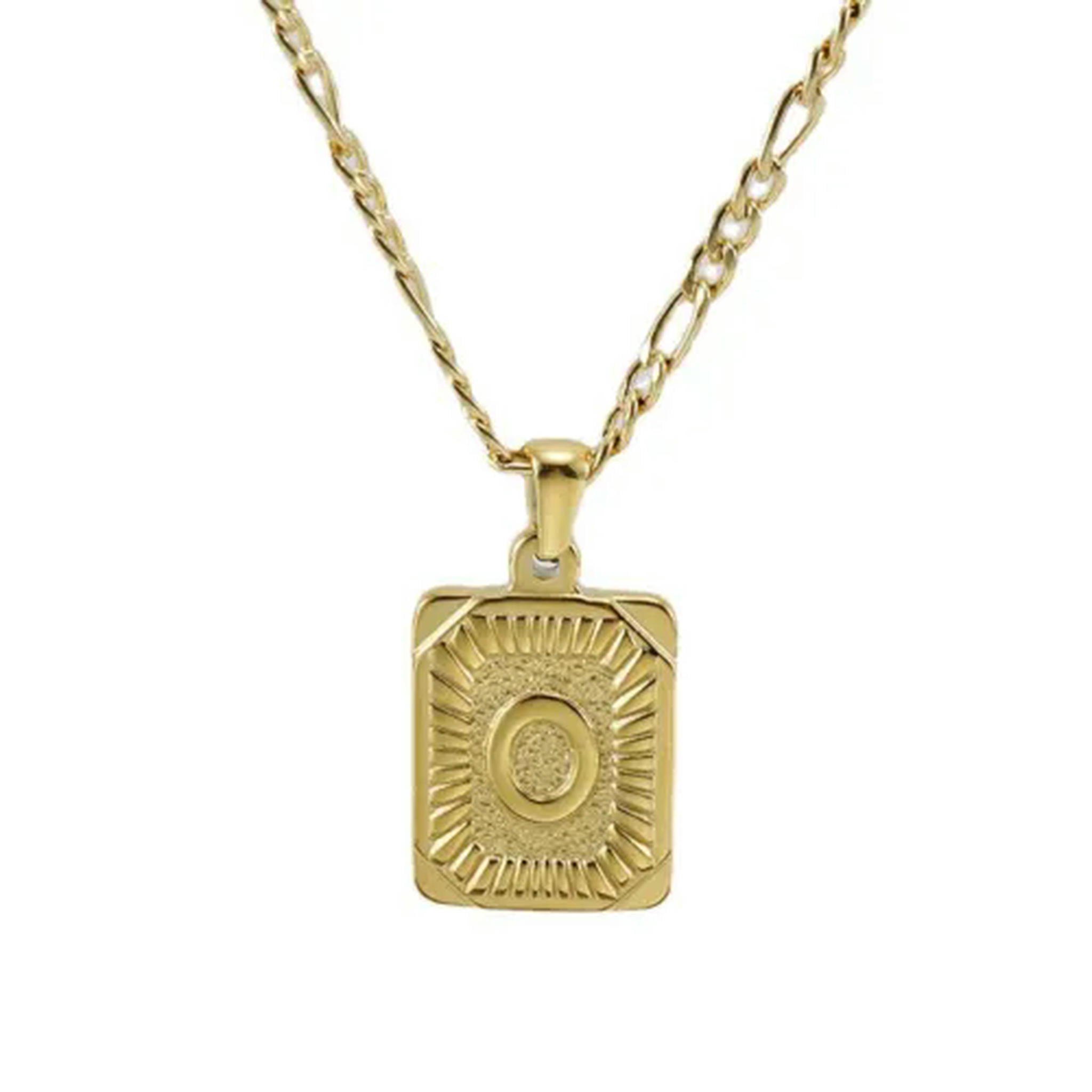 GAVONO 18K Gold Plated Square Capital Letter A-Z Monogram Pendant ...