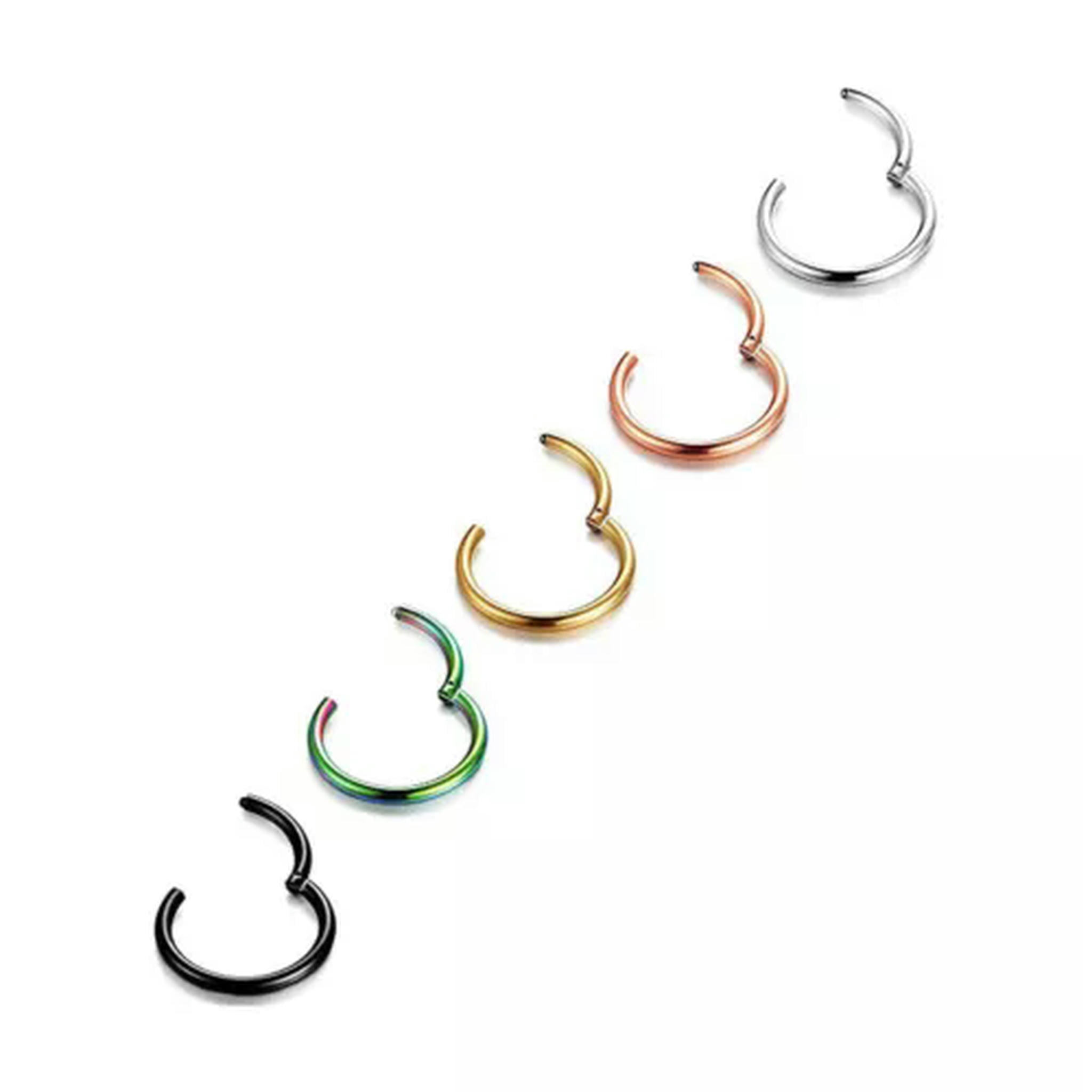 GAVONO 2X Surgical Steel Double Stack Hoop Nose Ear Hinged Tragus Ring ...