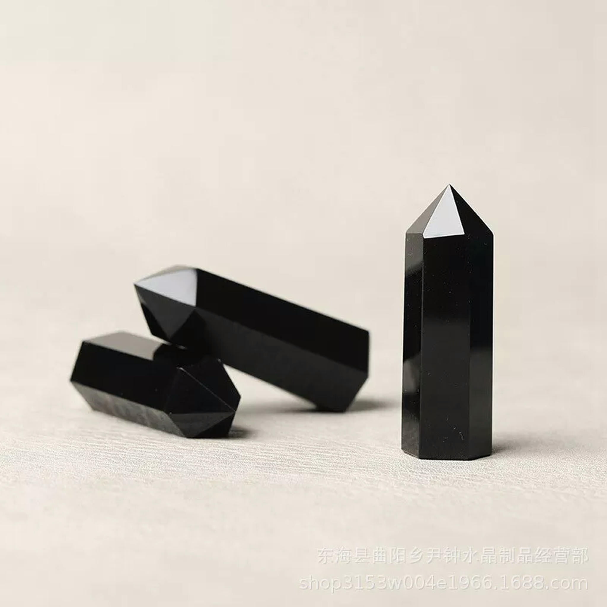 GAVONO 50-60mm Natural Obsidian Quartz Crystal Point Wand Obelisk Stone ...