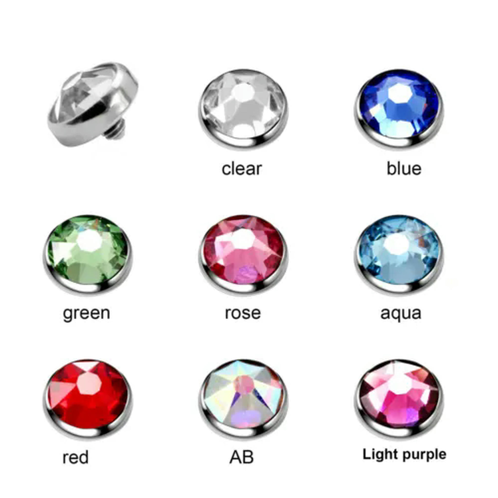 GAVONO 5X Crystal Skin Diver Dermal Anchor Head Surface Piercing ...