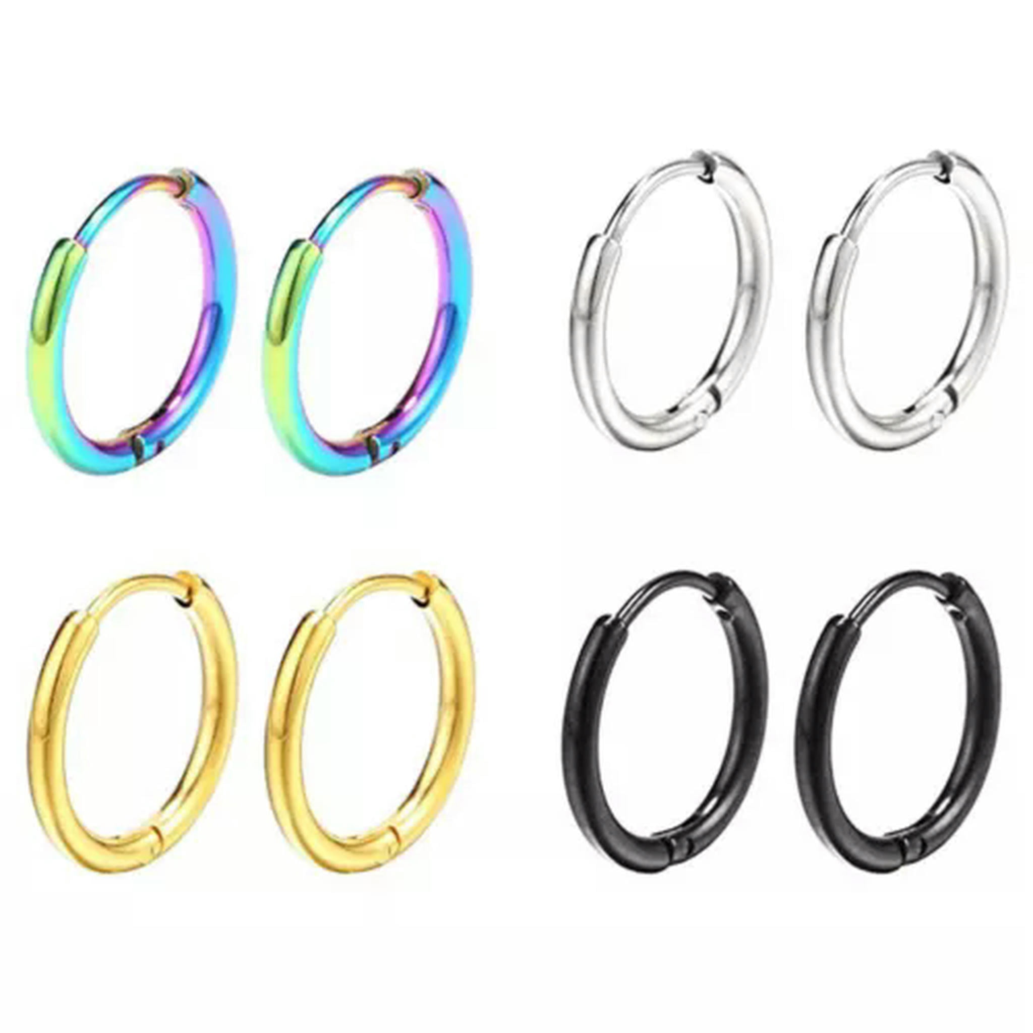 GAVONO 5pairs Double Stack Hoop Nose Ear Hinged Tragus Ring Septum ...
