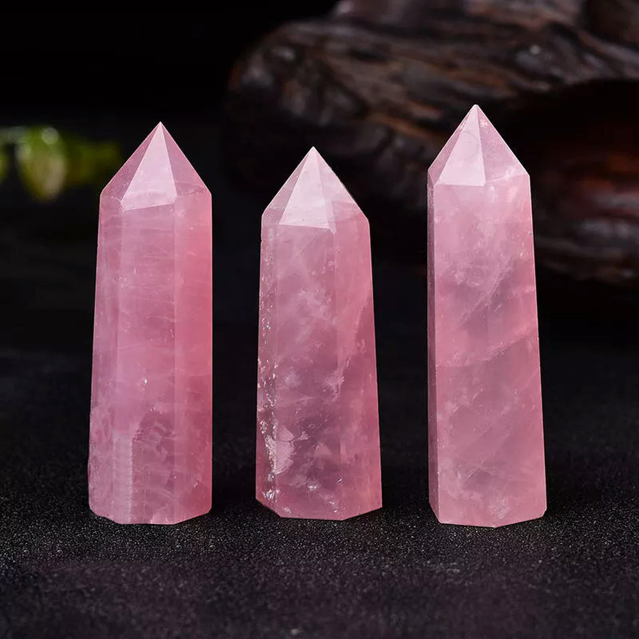 GAVONO 60-70mm Natural Rose Quartz Crystal Point Wand Obelisk Rock ...