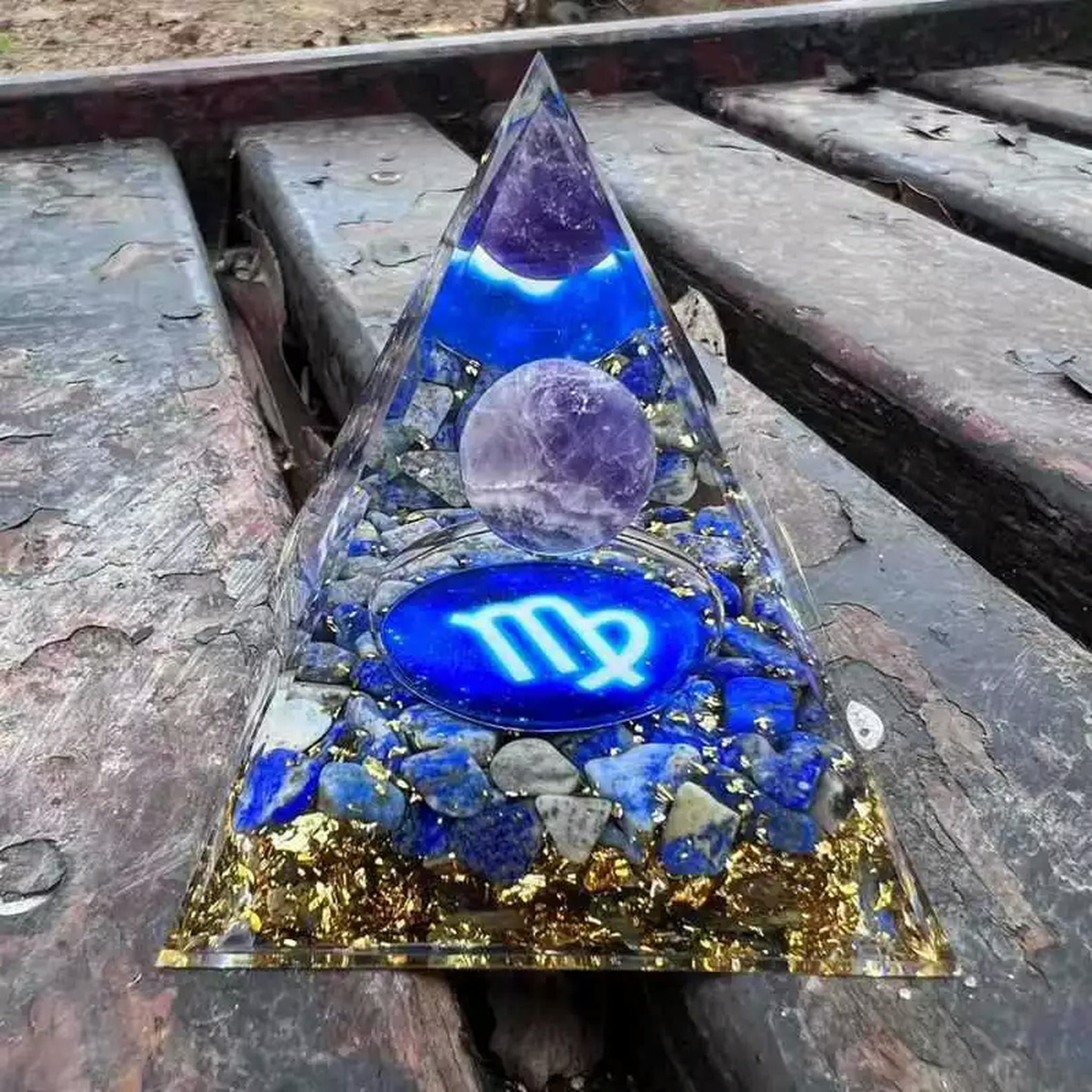 GAVONO 6cm Natural Lapis Lazuli Virgo Pyramid Quartz Crystal Zodiac ...