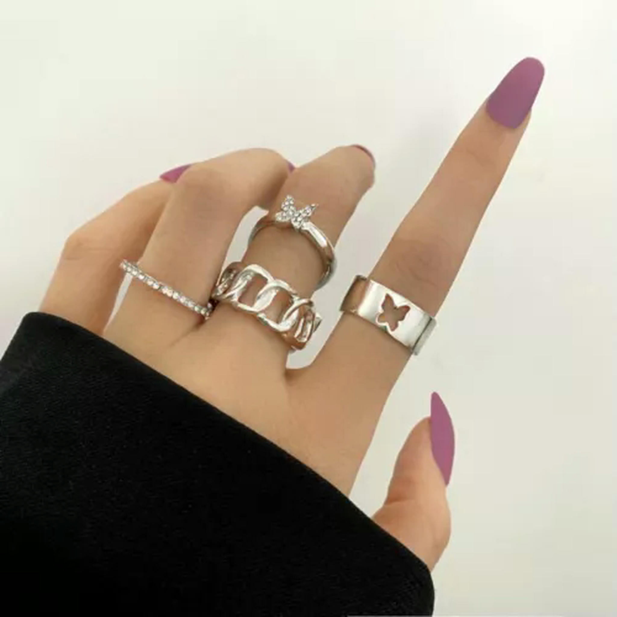 GAVONO 8Pcs/Set Boho Rings Butterfly Flower Crystal Moon Finger Knuckle ...