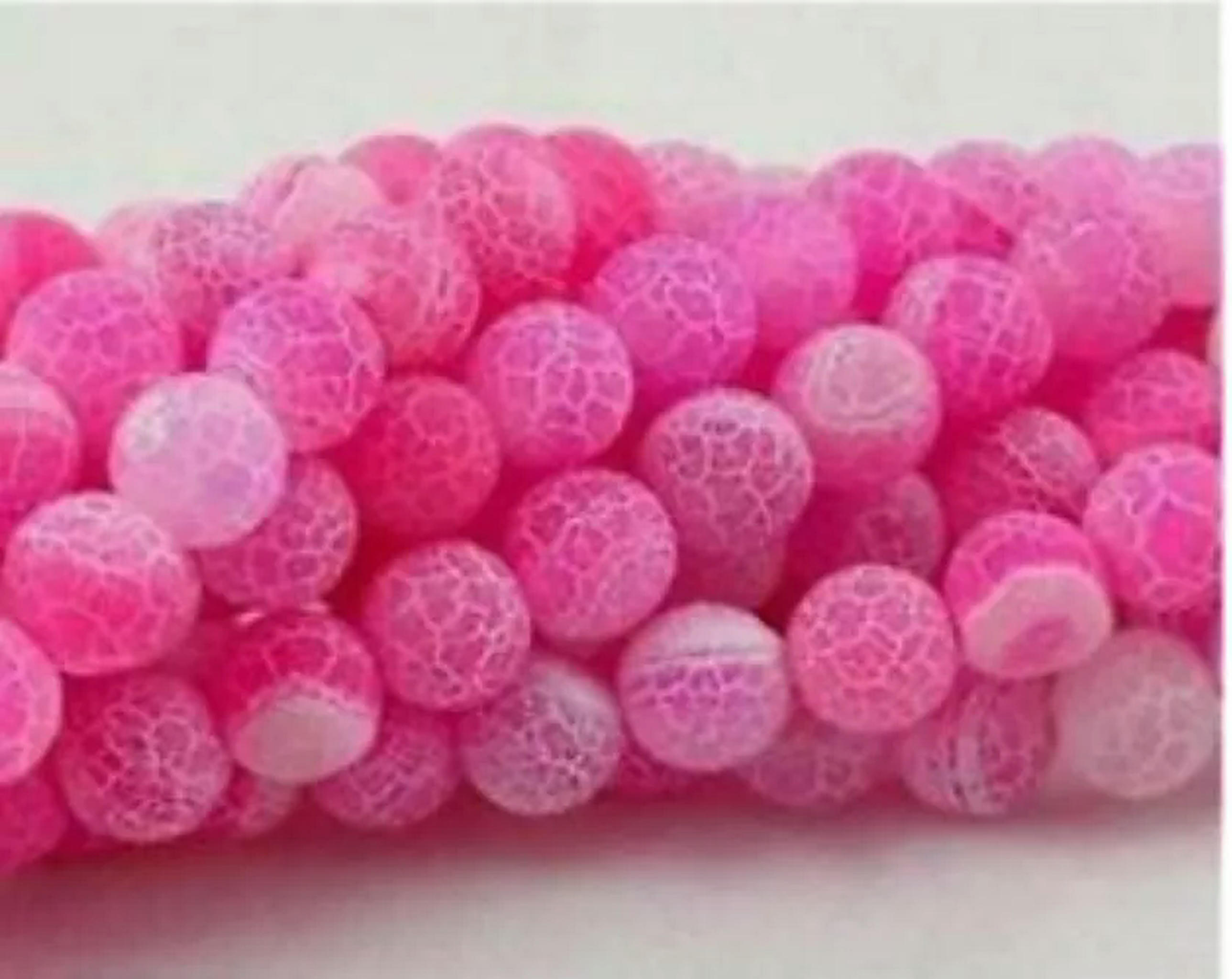 GAVONO 8mm Pink Frost Fire Dragon Veins Agate Loose Beads Gems 15"##QF ...