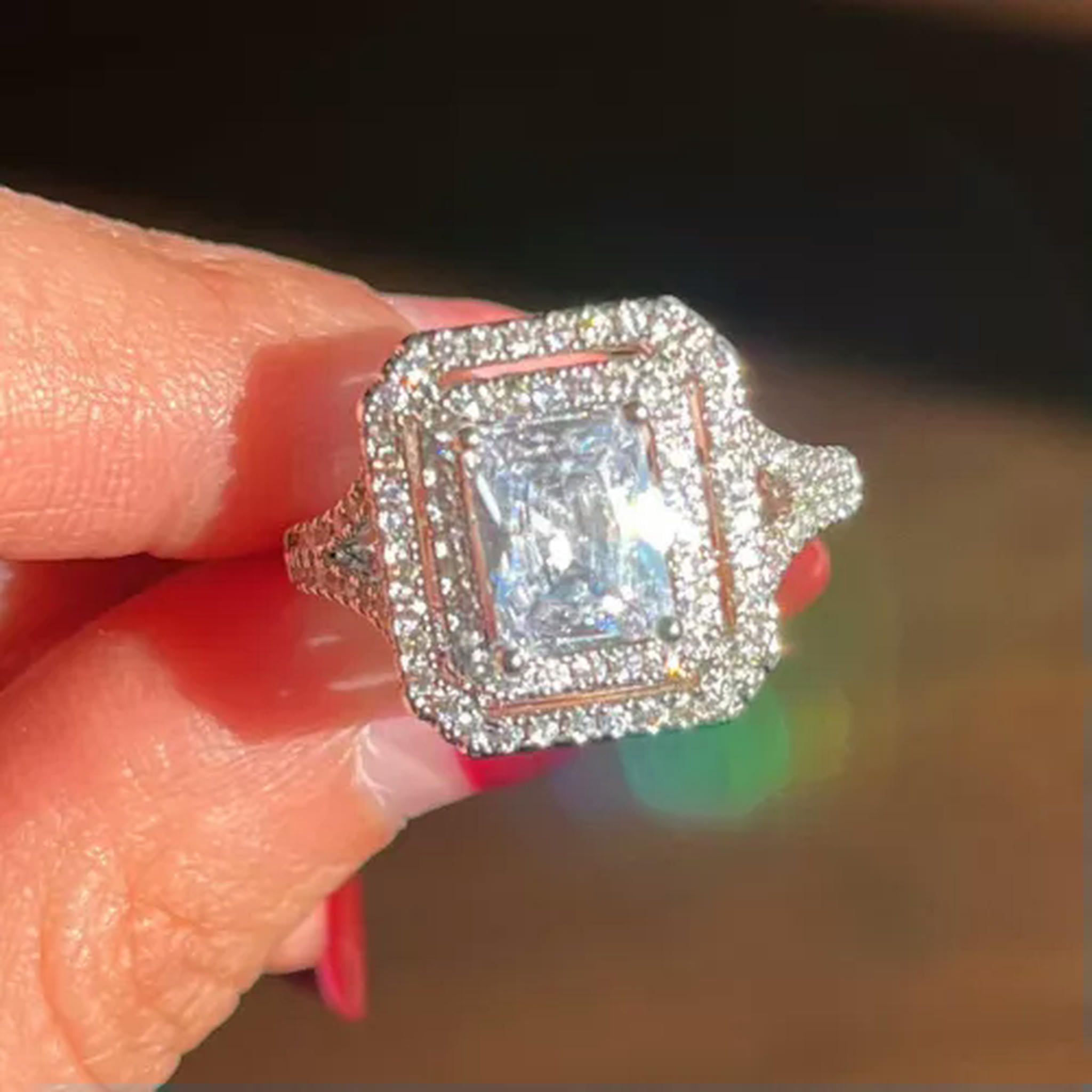 GAVONO 925 Silver Filled Cute Women Wedding Rings Cubic Zirconia ...