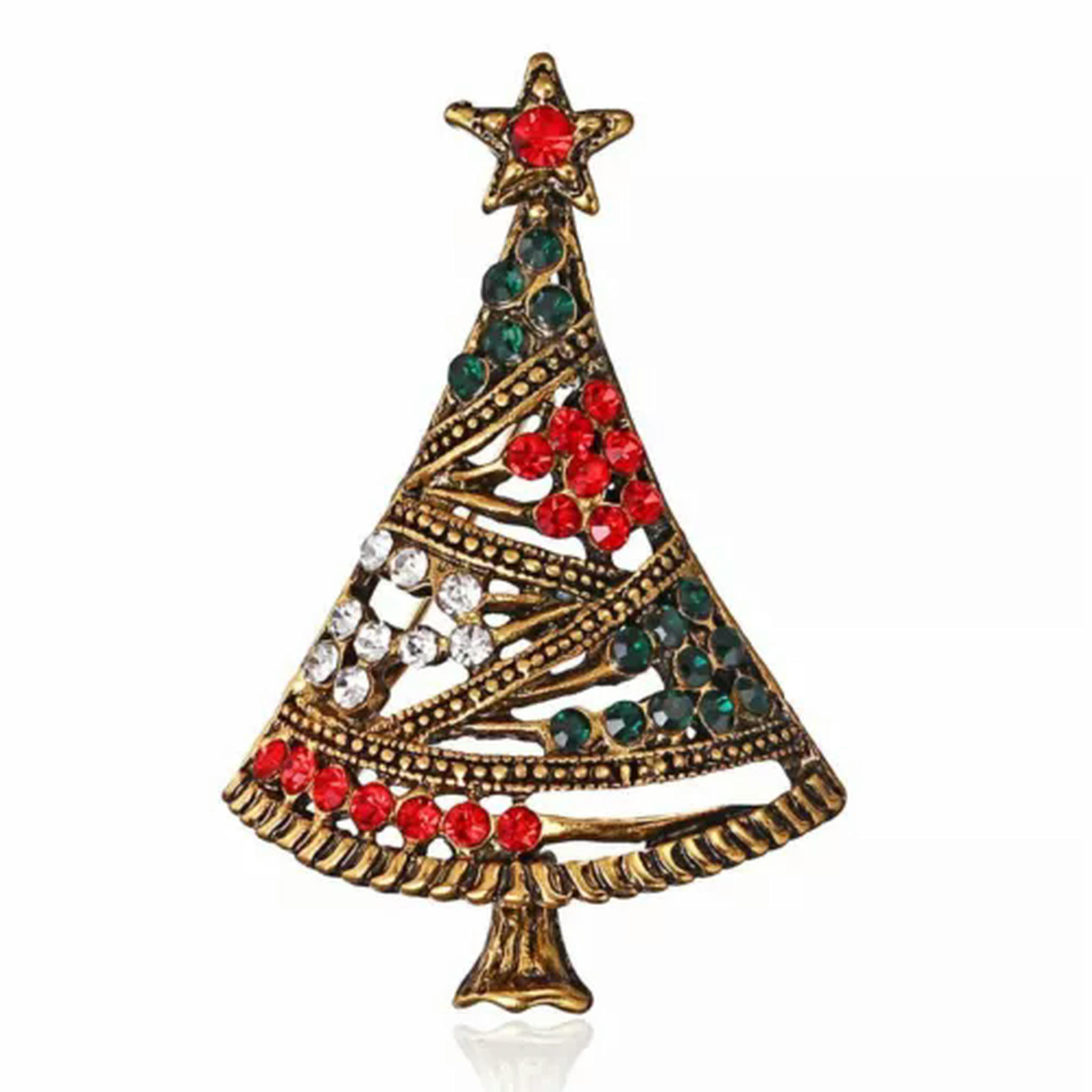 GAVONO Christmas Tree Santa Claus Snowman Deer Bell Brooch Pin Xmas ...