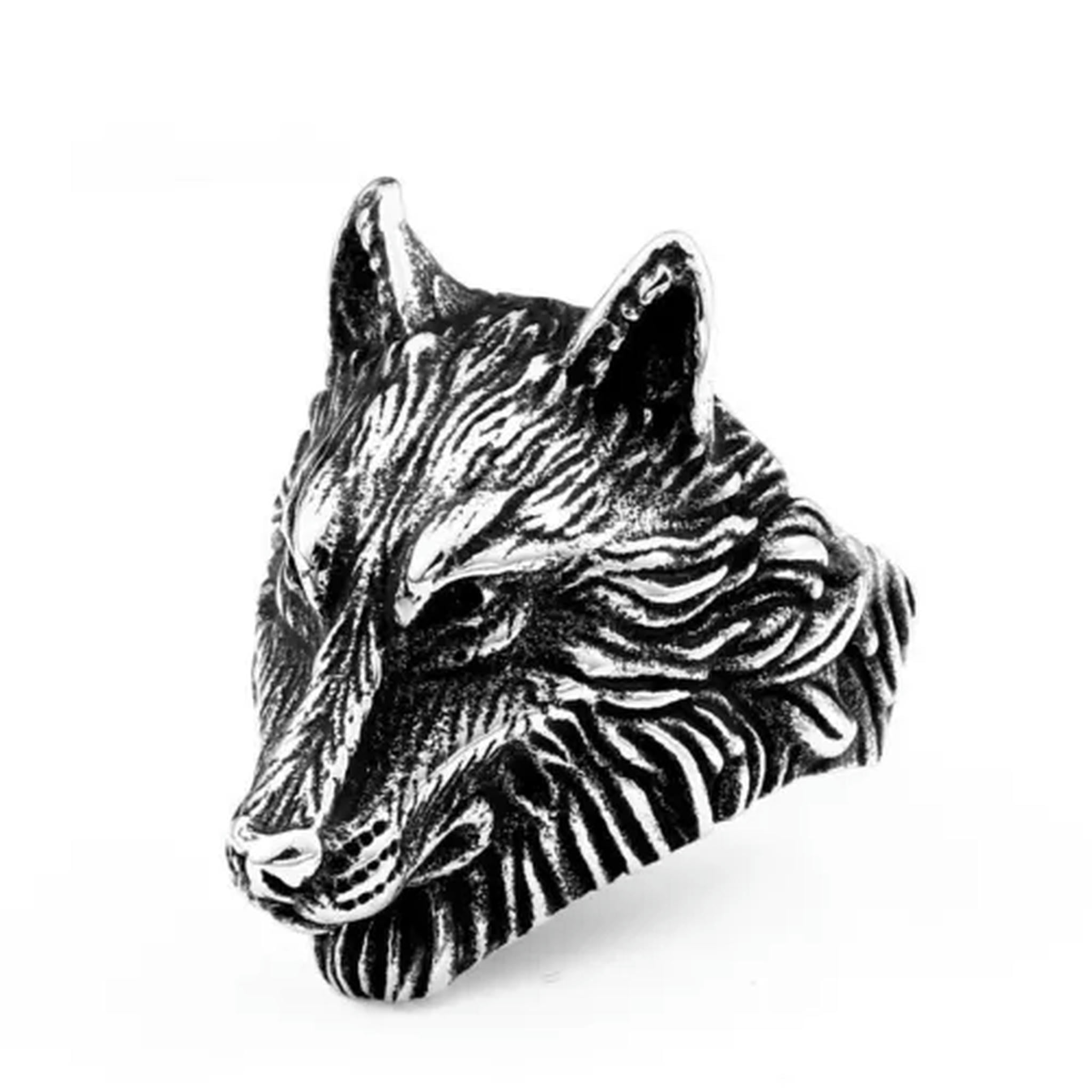 GAVONO Cool Mens Stainless Steel Viking Fenrir Wolf Head Ring For Men ...