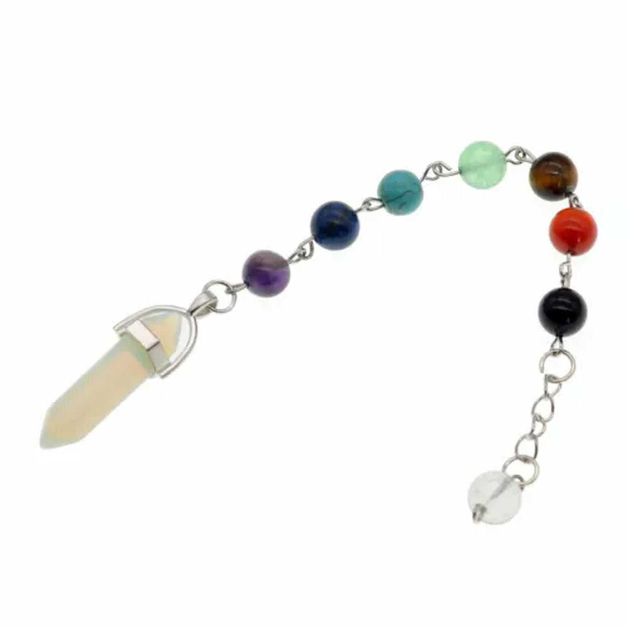 GAVONO Crystal Pendulum 7 Chakra Stone Reiki Quartz Pendant Spiritual Dowsing Necklace-Opal ...