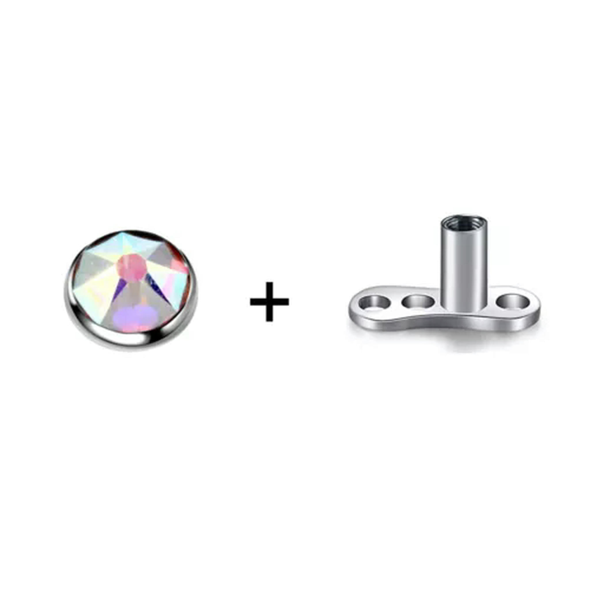 GAVONO Cubic Zirconia Dermal Anchor Tops Titanium Surface Piercing Skin ...