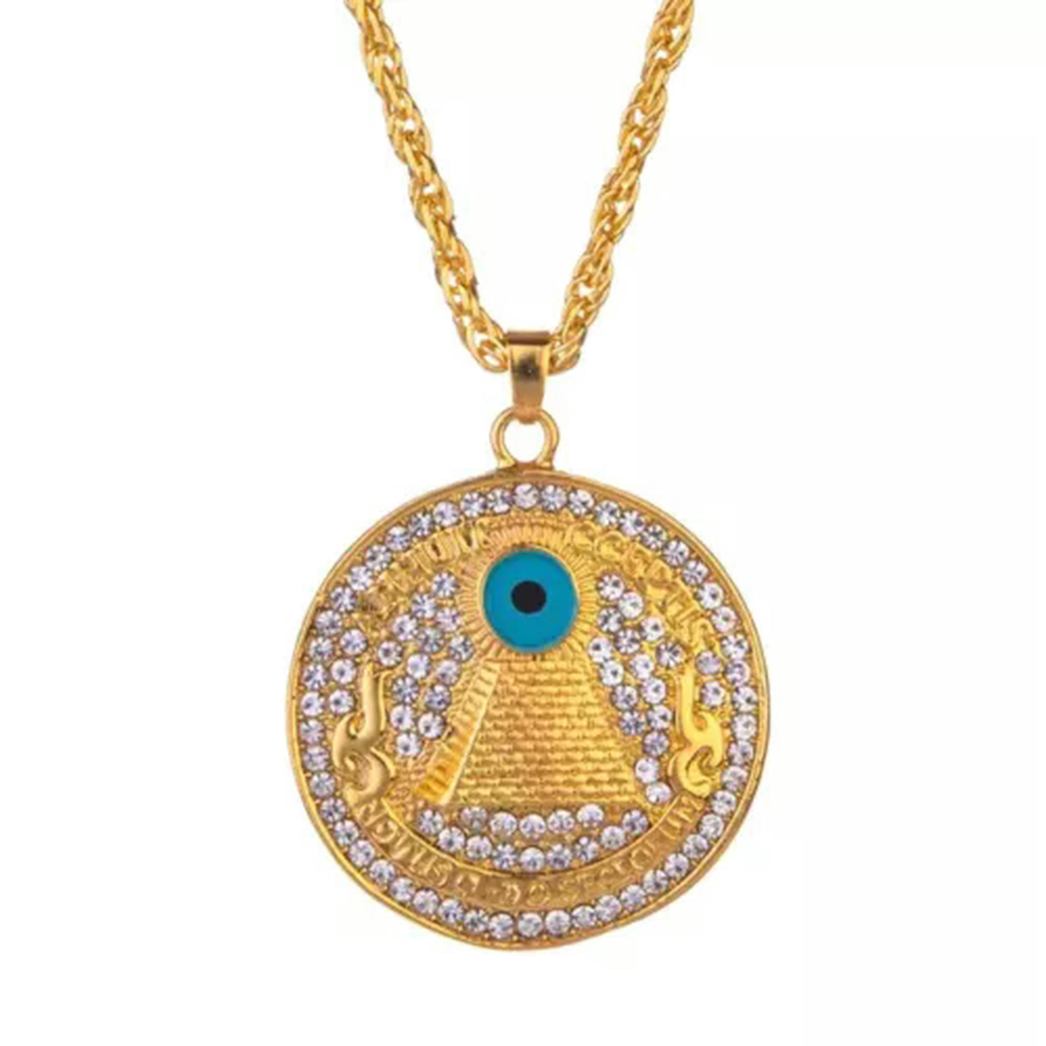 GAVONO Gold Egyptian Rap Hip Hop Pyramid Eye of Providence Pendant ...