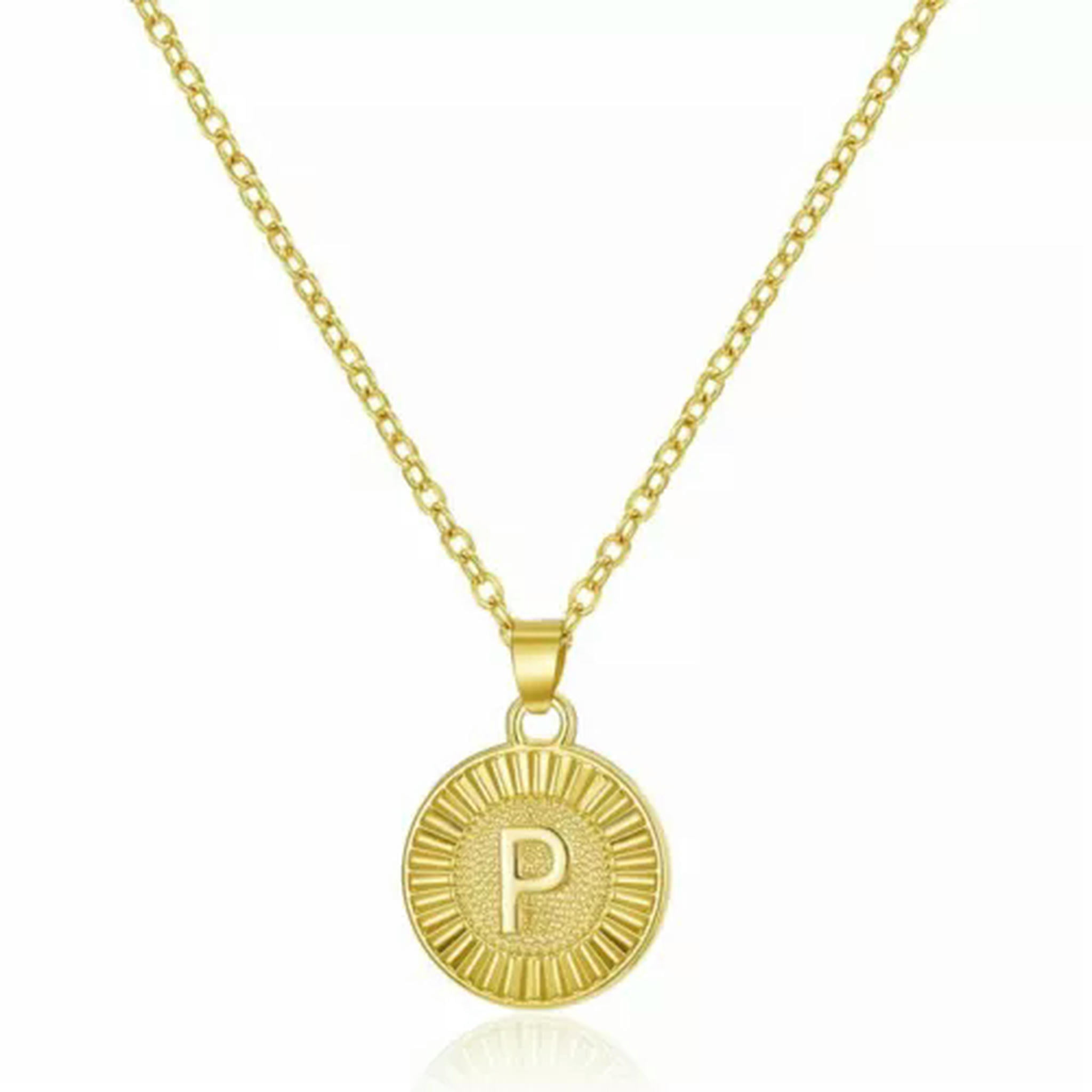 GAVONO Gold Plated Letters A-Z Initial Pendant Necklace Chain Women Men ...