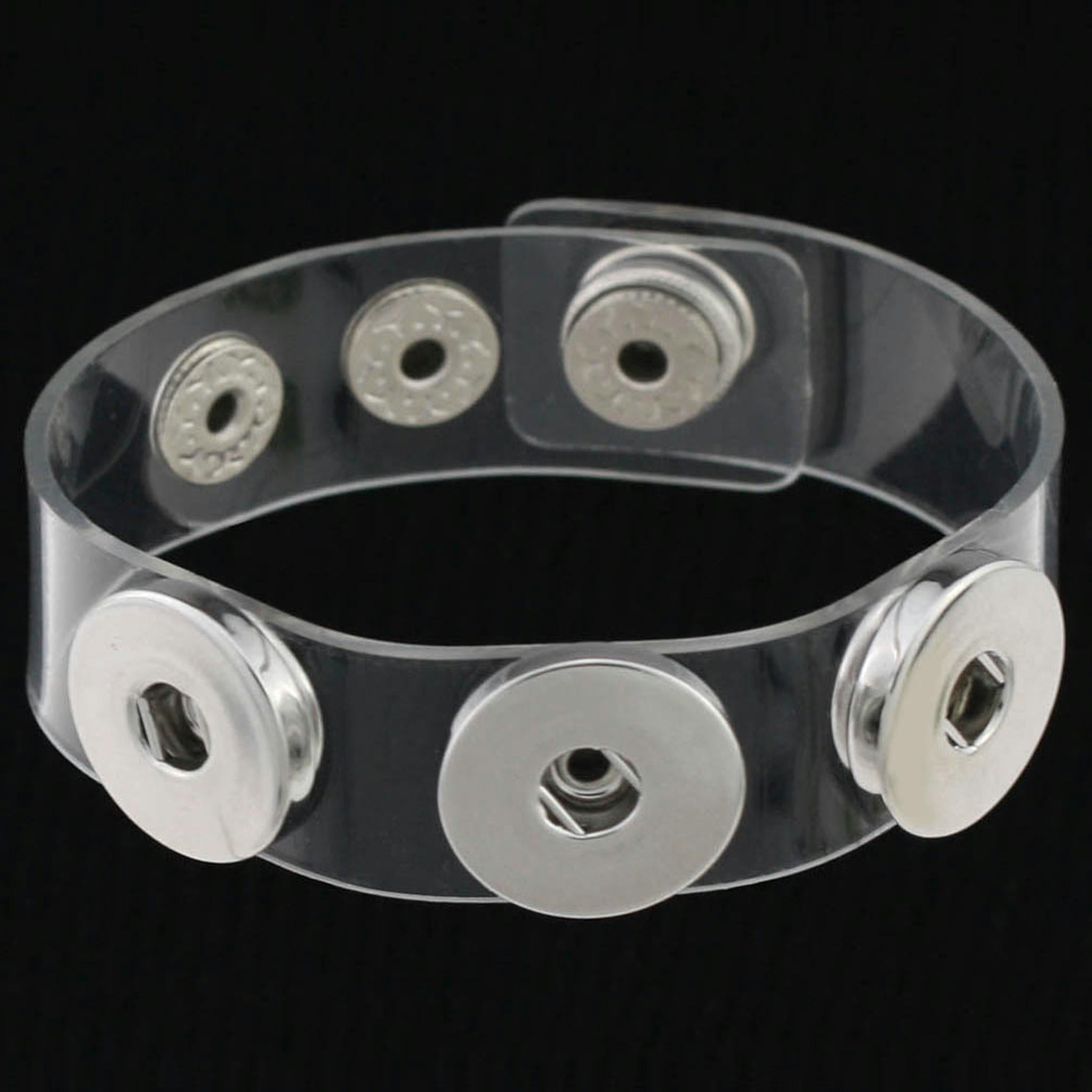 GAVONO Gothic Punk DIY Button Bracelet Pu Leather Metal Button Bracelet ...