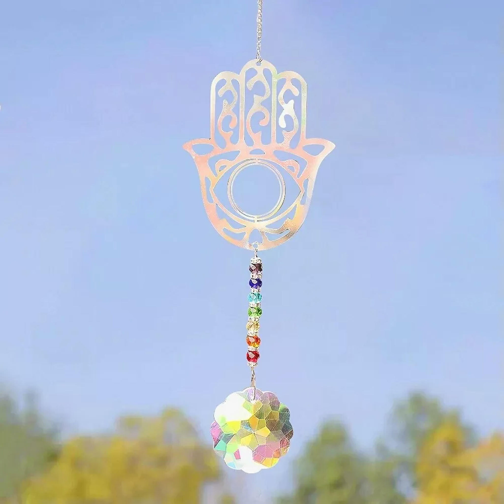 GAVONO Home Decoration Fatima Chakra Hanging Crystal Mandala Glass ...