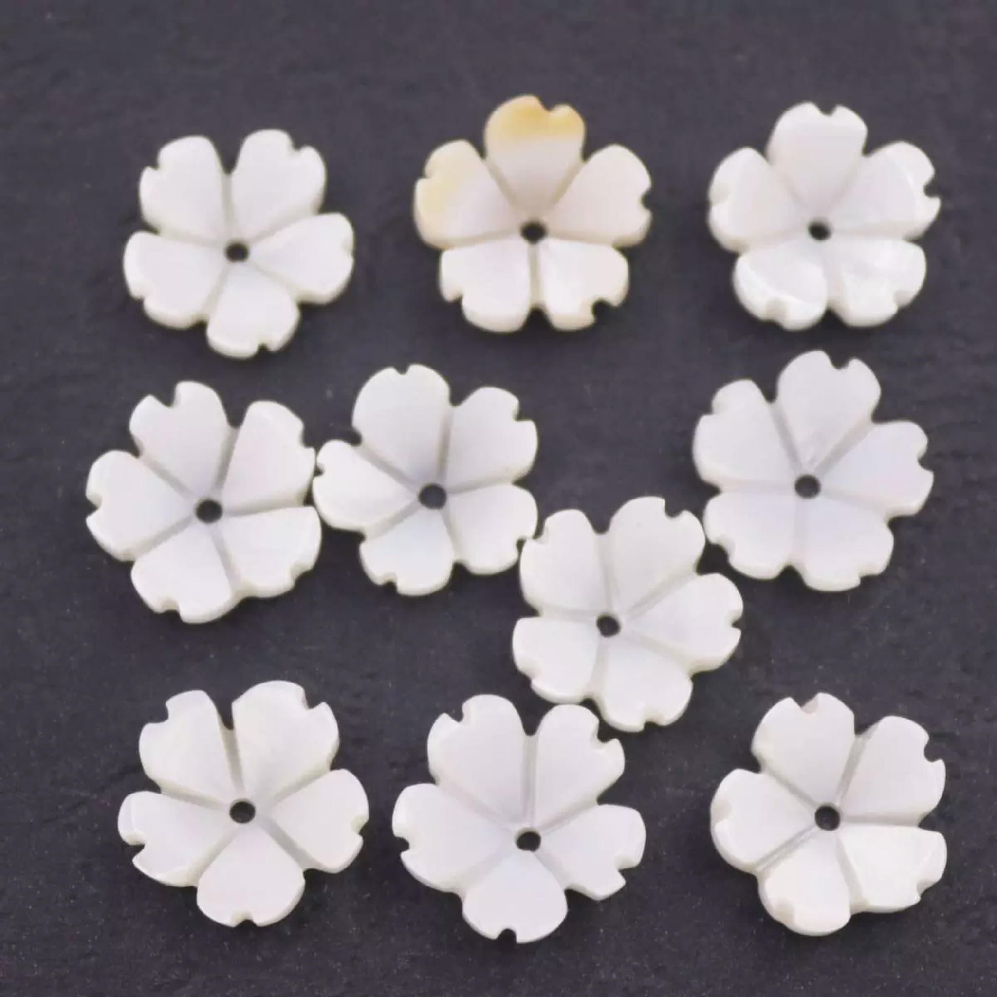 GAVONO Lots 10 PCS 10mm White Shell Cerasus Flower Mother of Pearl ...