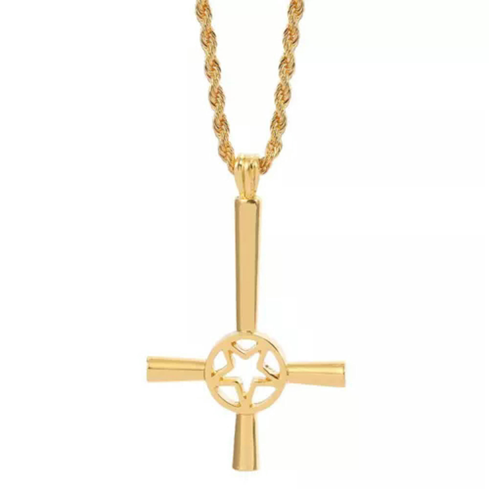 GAVONO Men Satanic Inverted Upside Down Cross Pendant Necklace Pagan ...