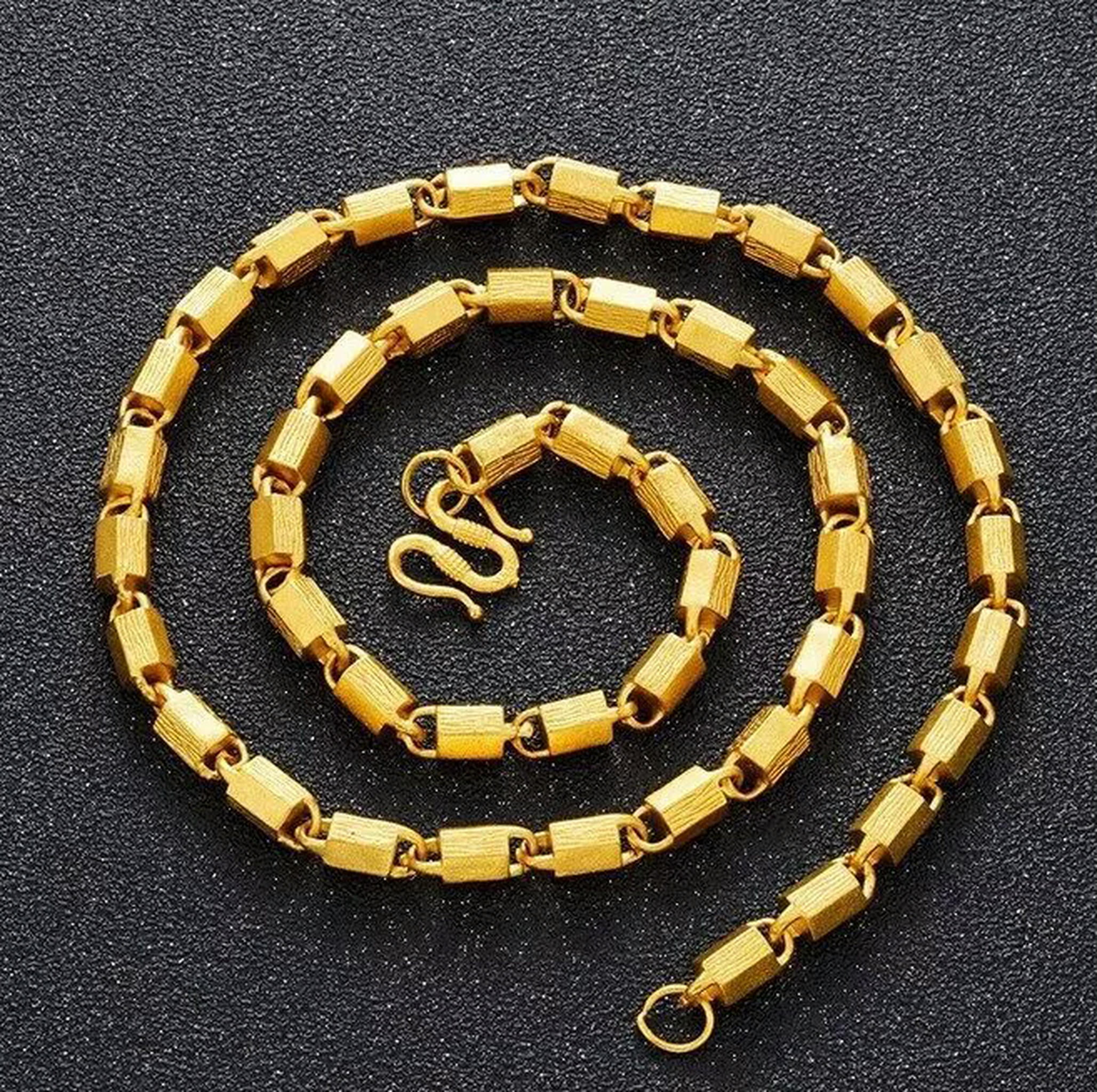 GAVONO Men's solid Chain 22K 23K 24K Thai Baht Gold Filled Yellow GP Necklace 24"99g - Walmart.com