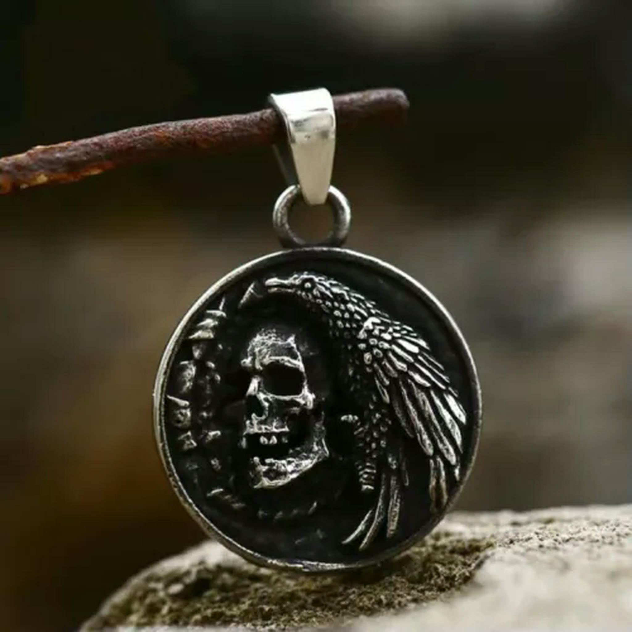 GAVONO Mens Gothic Punk Skull Cross/ Coffin/ Eagle Pendant Necklace ...