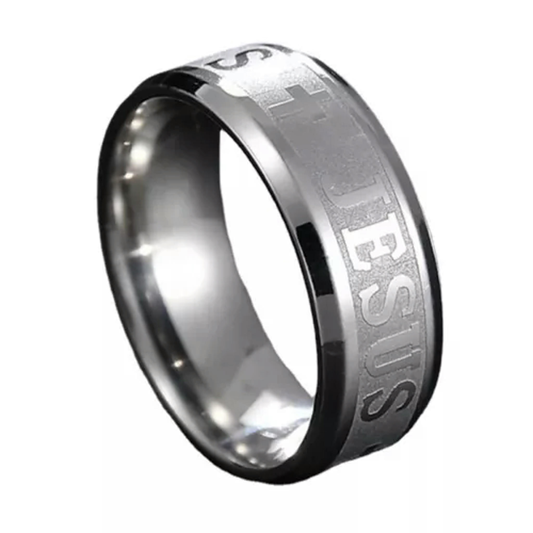 GAVONO Mens Stainless Steel Christian Jesus Cross Ring Band Men Size 6 ...