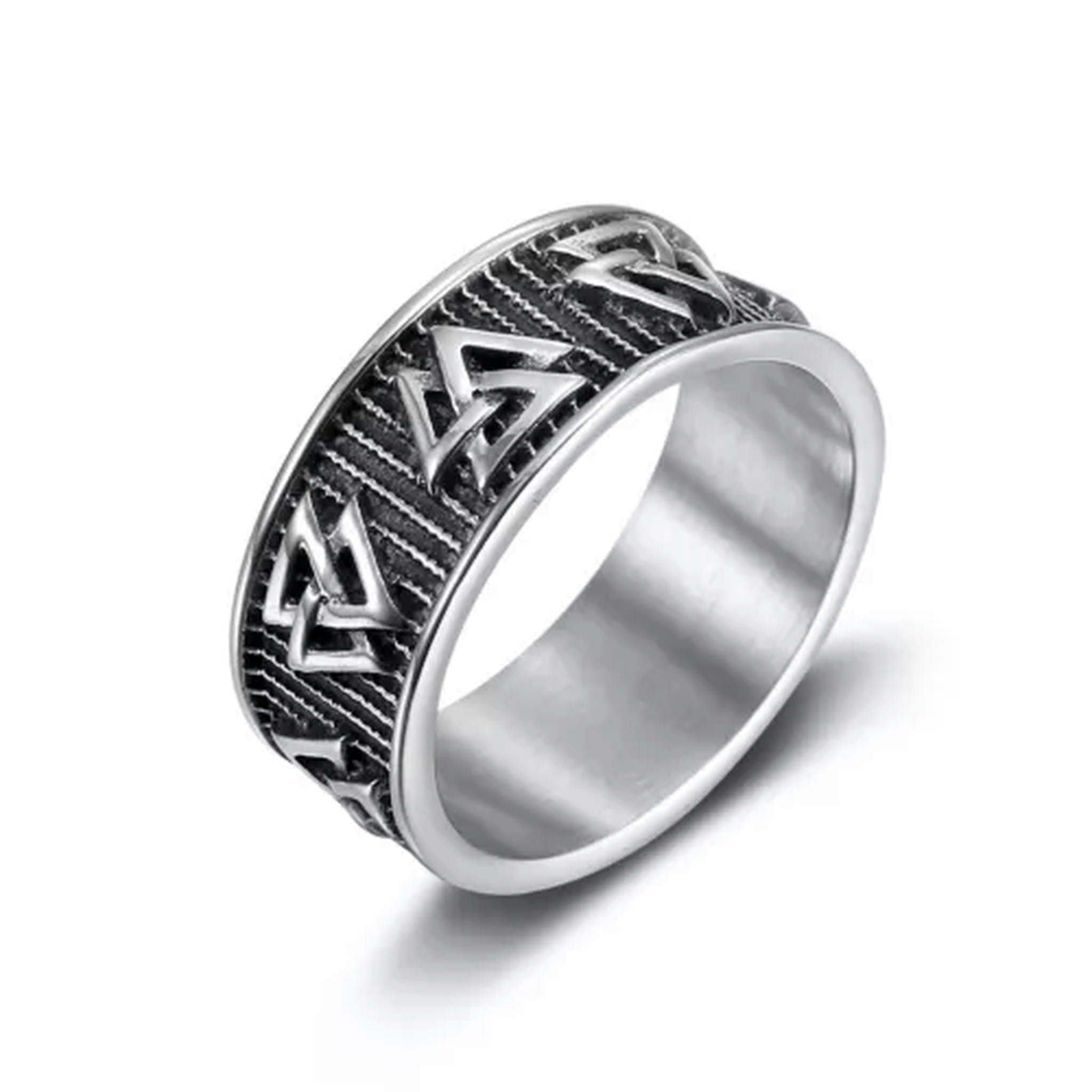 GAVONO Mens Stainless Steel Norse Nordic Viking Legend Valknut Ring ...