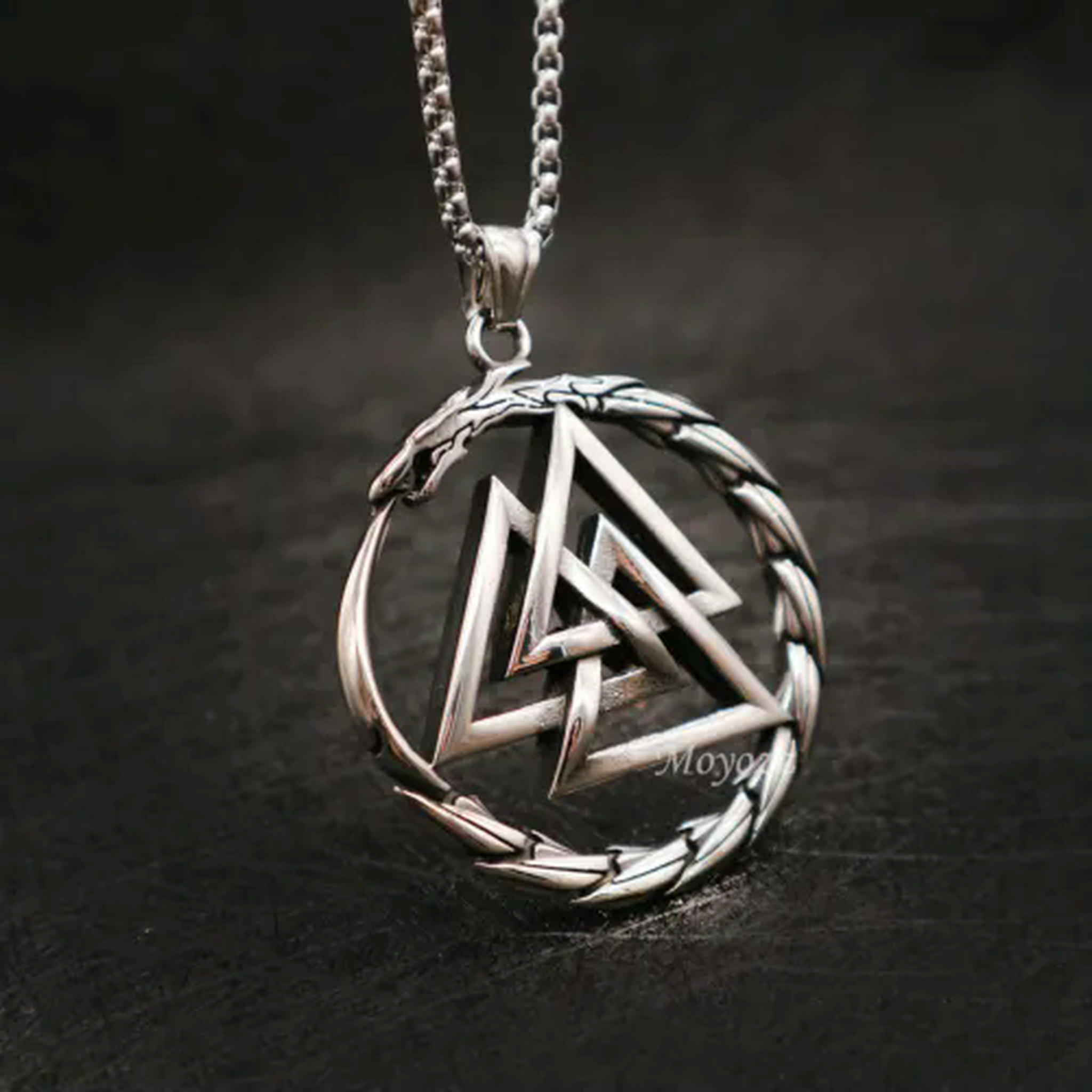 GAVONO Mens Vintage Viking Talisman Valknut Dragon Pendant Necklace ...