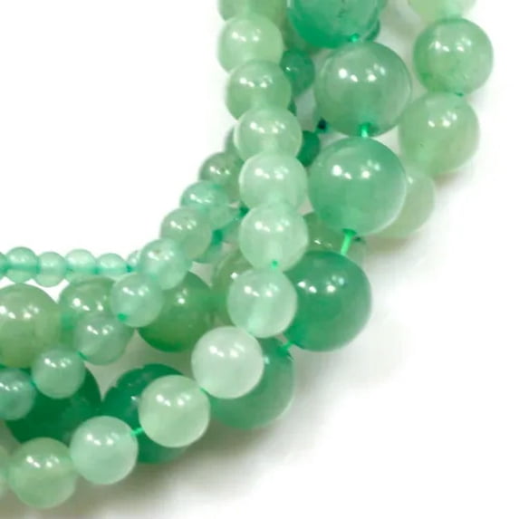 GAVONO Natural Gemstone Green Aventurine Jade Round Bead 15" 4mm 6mm ...