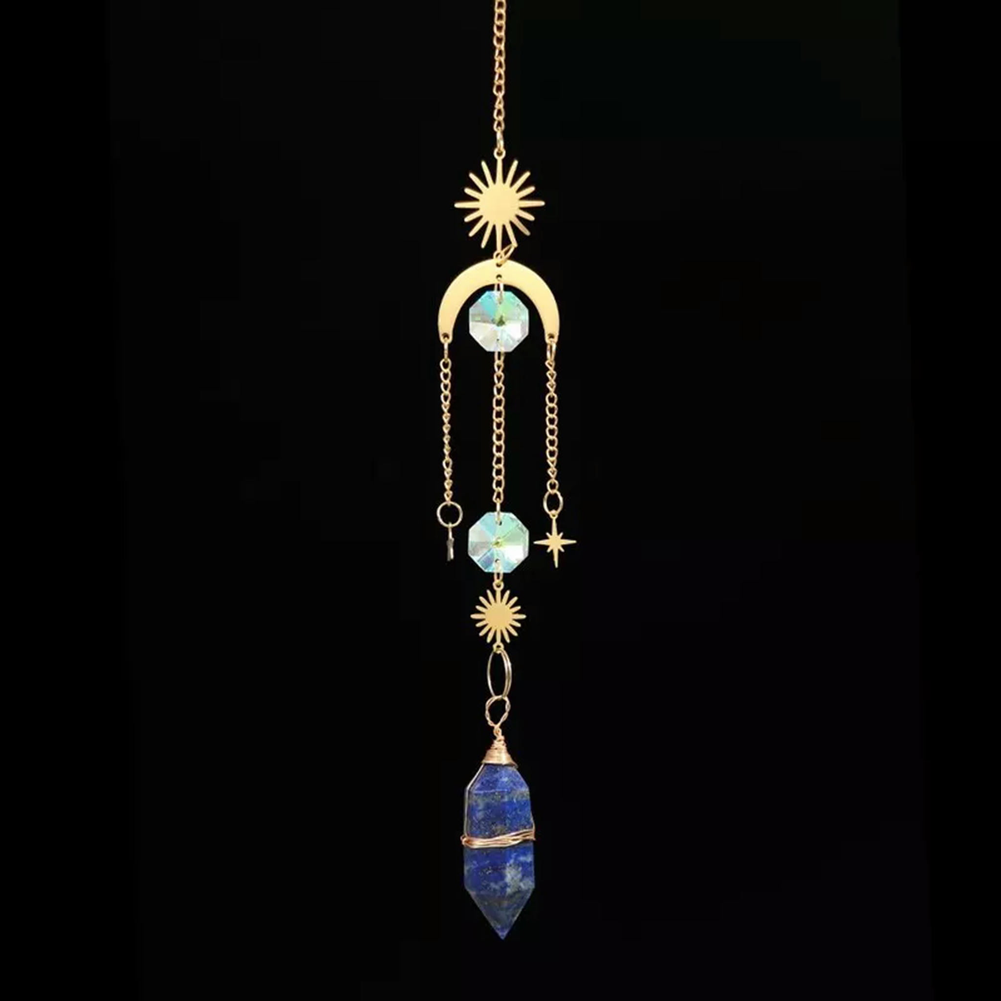 GAVONO Natural Lapis Lazuli Quartz Crystal Point Obelisk Wind Chime ...