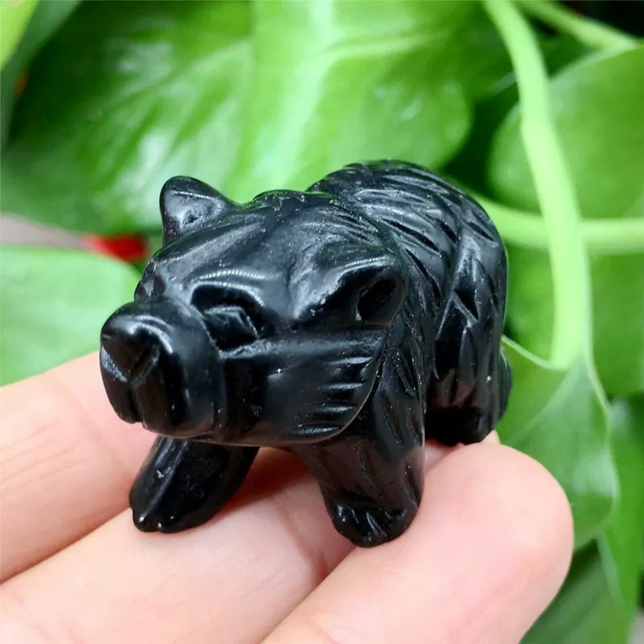 GAVONO Natural Obsidian Quartz Crystal Carved Polar Bear Polished Reiki ...