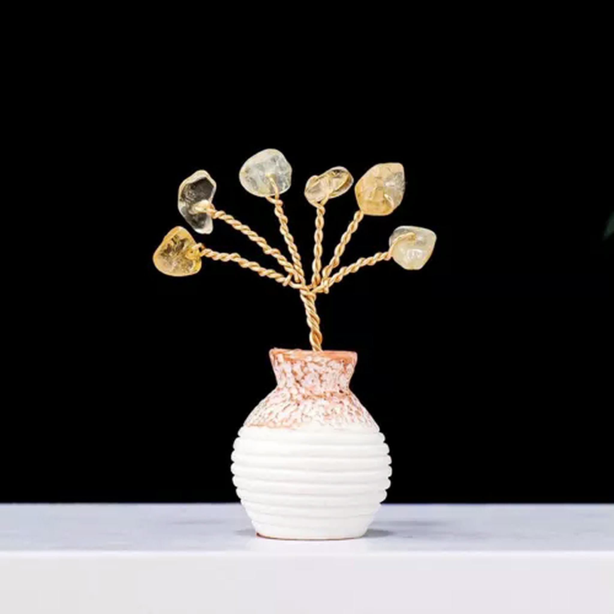 GAVONO Natural Healing Quartz Crystal Carved Gravel Tree Vase Reiki Gem ...