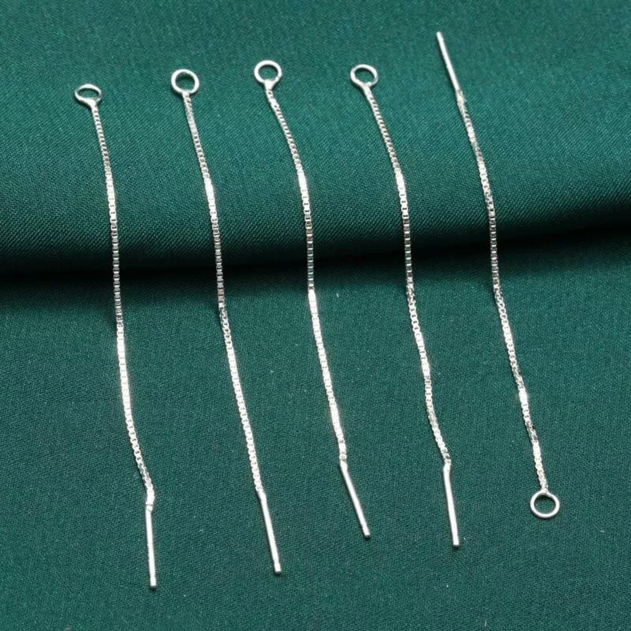 GAVONO Pair Solid 925 Sterling Silver Retro Women Box Chain Earrings ...