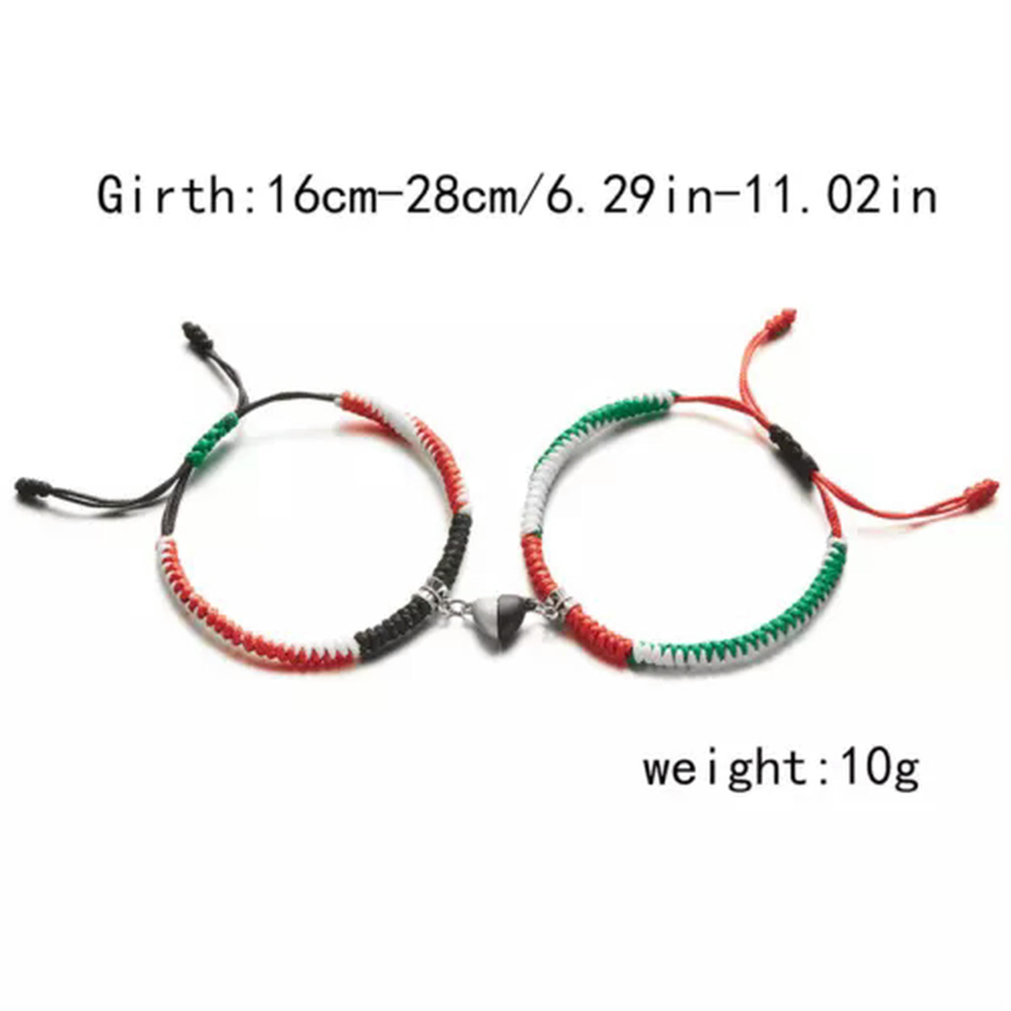 GAVONO Palestine Israel Flag Bracelet Green Black Blue Rope Braid ...
