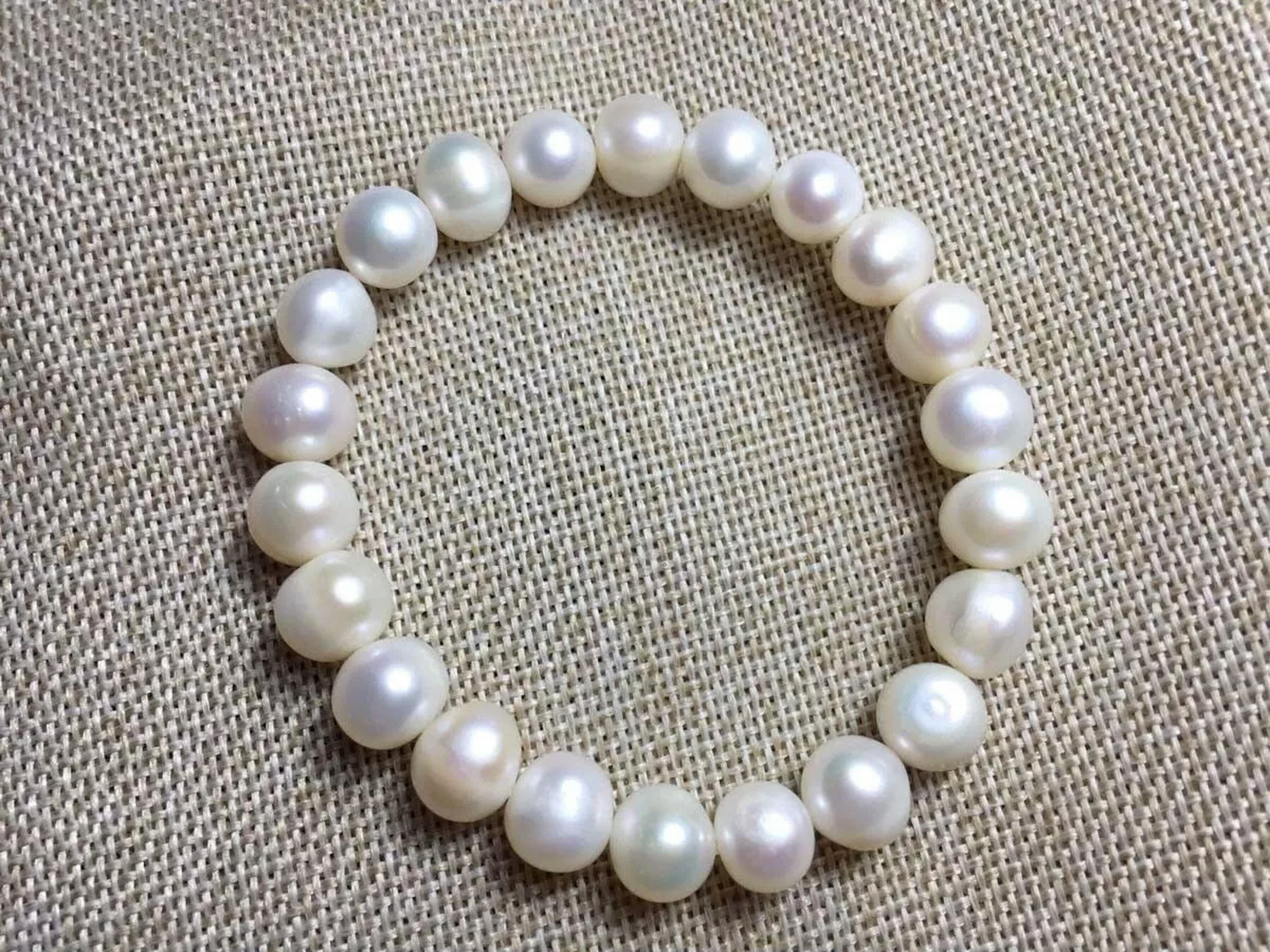 GAVONO Pretty 9-10mm Natural White Freshwater Pearl Fashion Elasticity ...