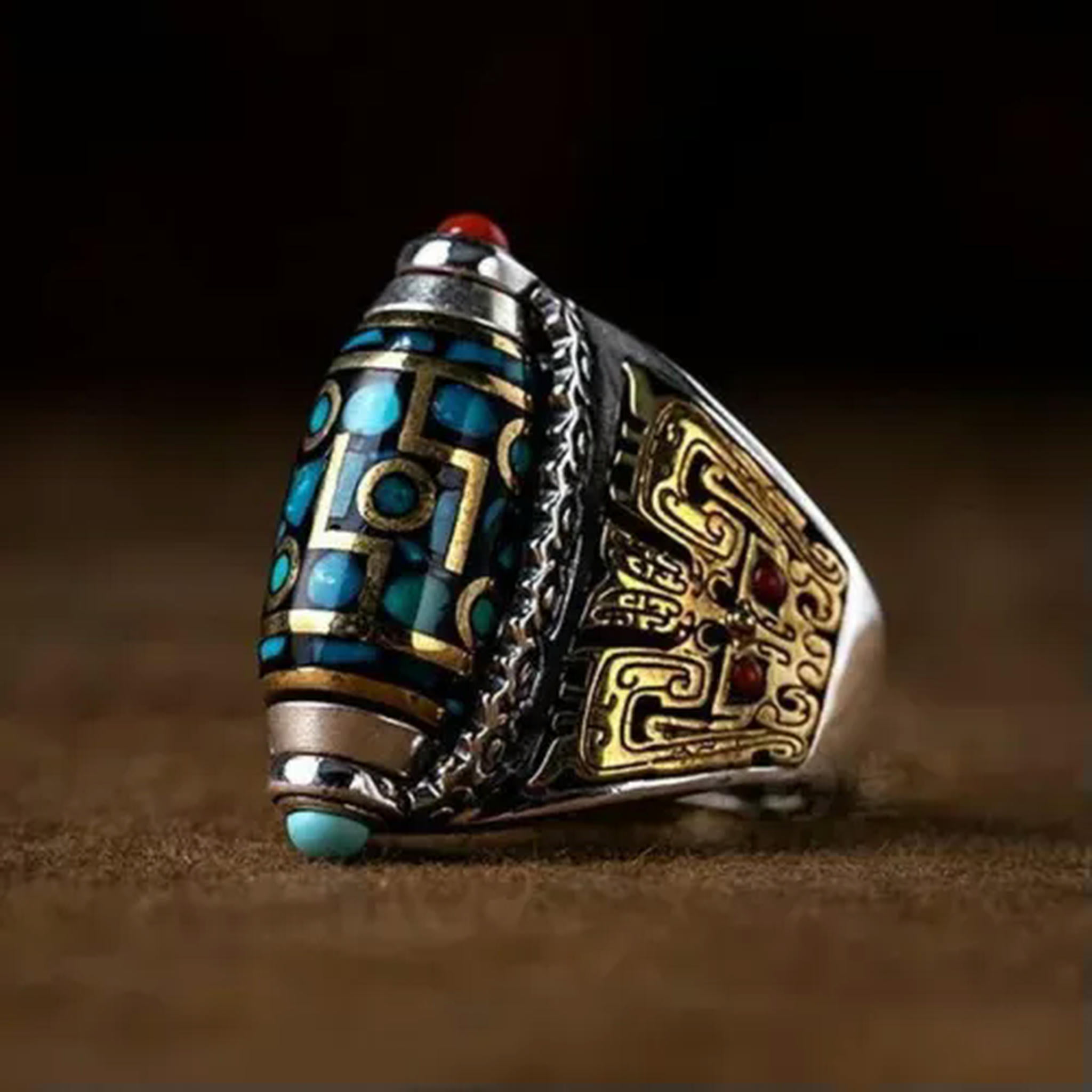 GAVONO Rotating Nine Eyed Celestial Beads & Six Character Mantra ...