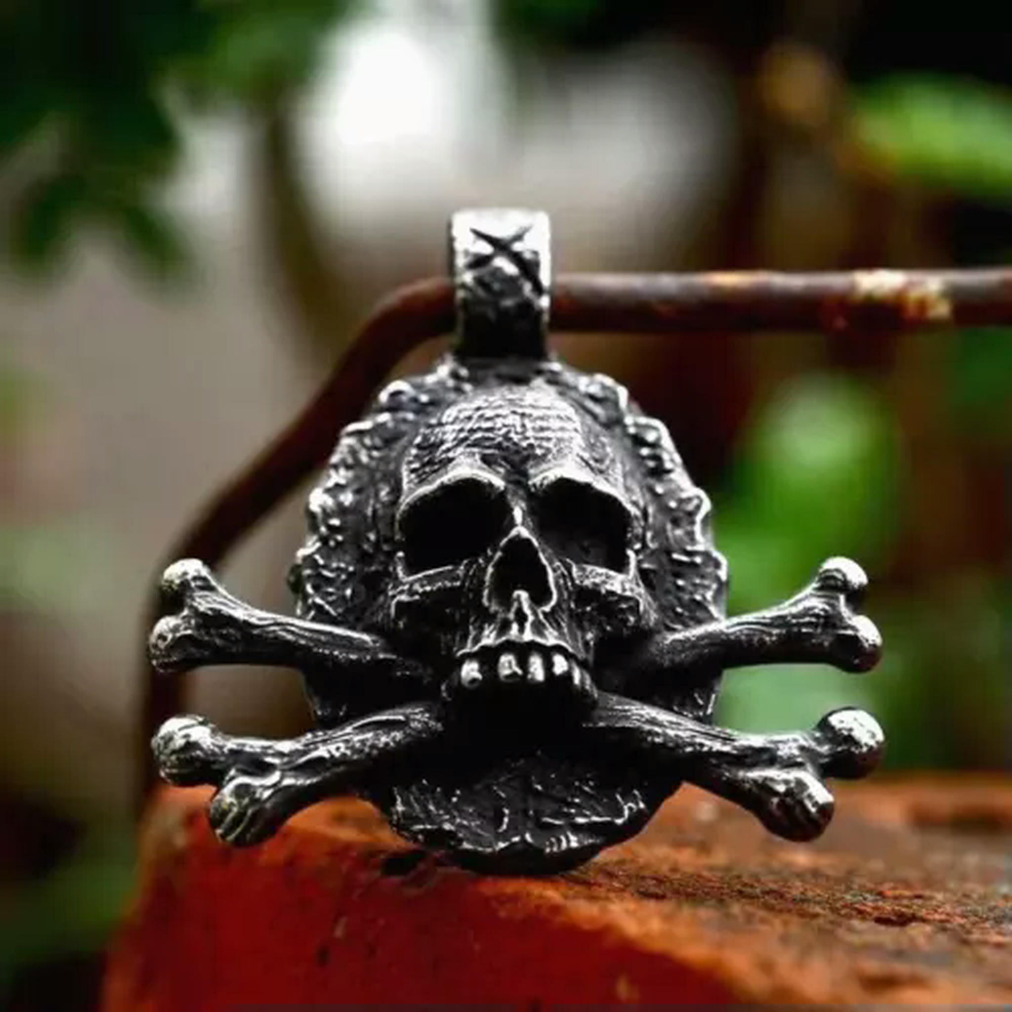 GAVONO Skull Crossbones Pendant Necklace For Men Stainless Steel Punk ...