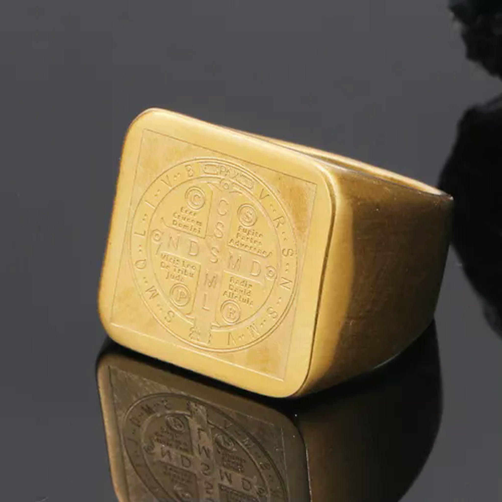 GAVONO Stainless Steel Exorcism Medal ST Saint Benedict Cross Ring Men ...