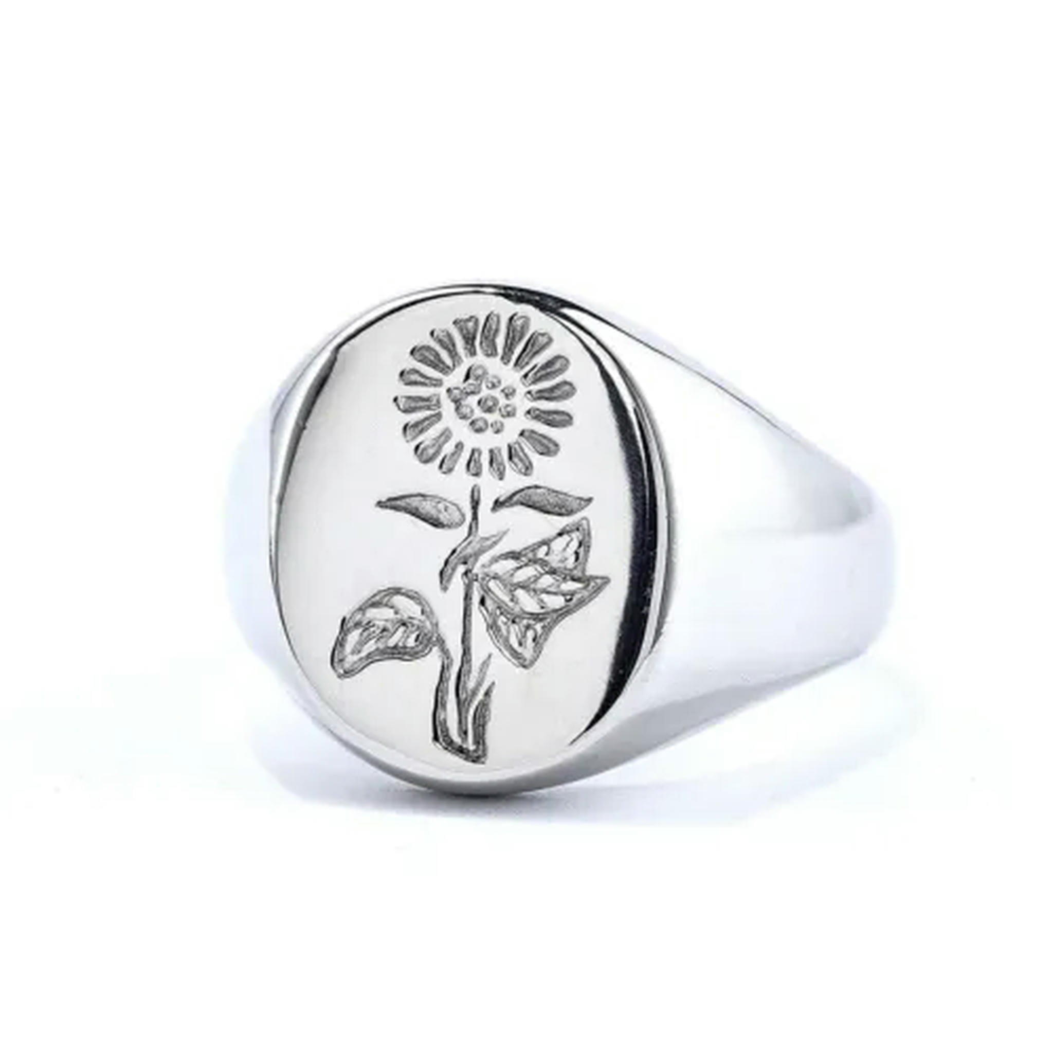 GAVONO Stainless Steel Minimalist Design Sunflower Polished Face Rings ...