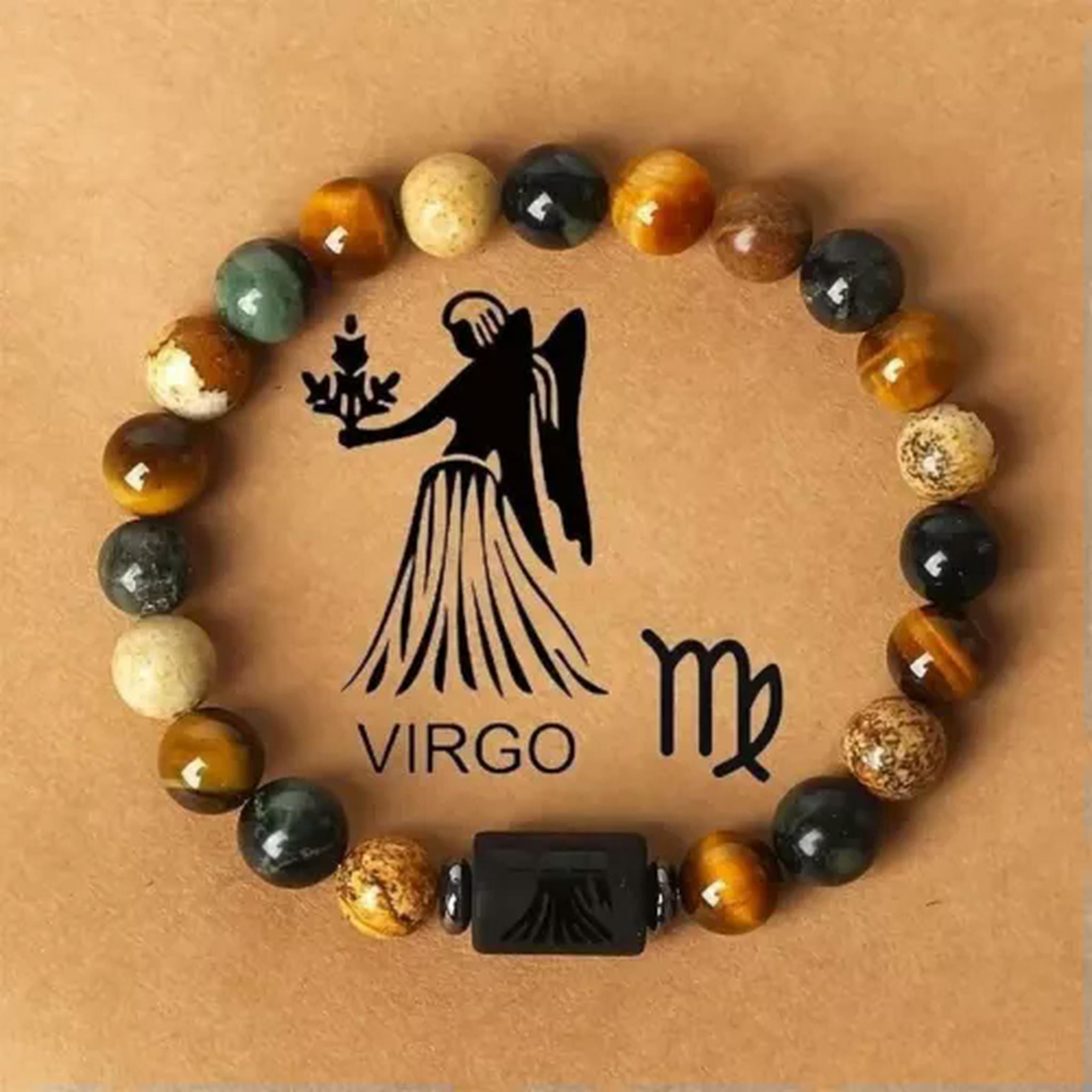GAVONO Stylish Zodiac Sign Virgo Natural Stone Bracelet Tiger Eye Stone ...