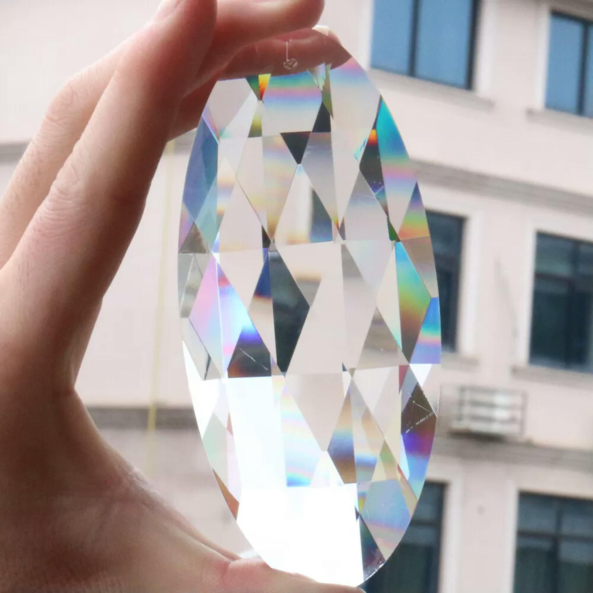 GAVONO Suncatcher 120MM Clear Oval Prism Crystal Glass Housing ...