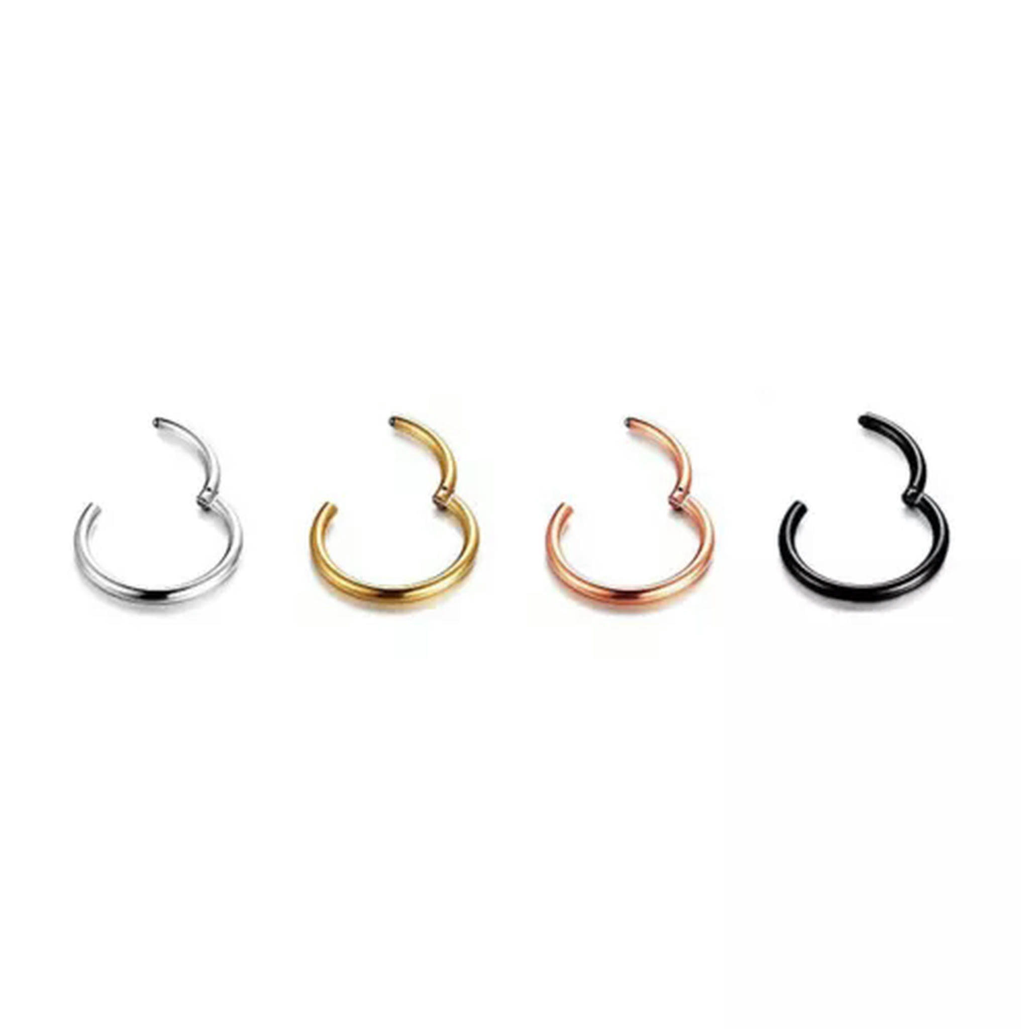 GAVONO Surgical Steel Nose Ring Clicker Hinge Ear Helix Tragus Ring ...
