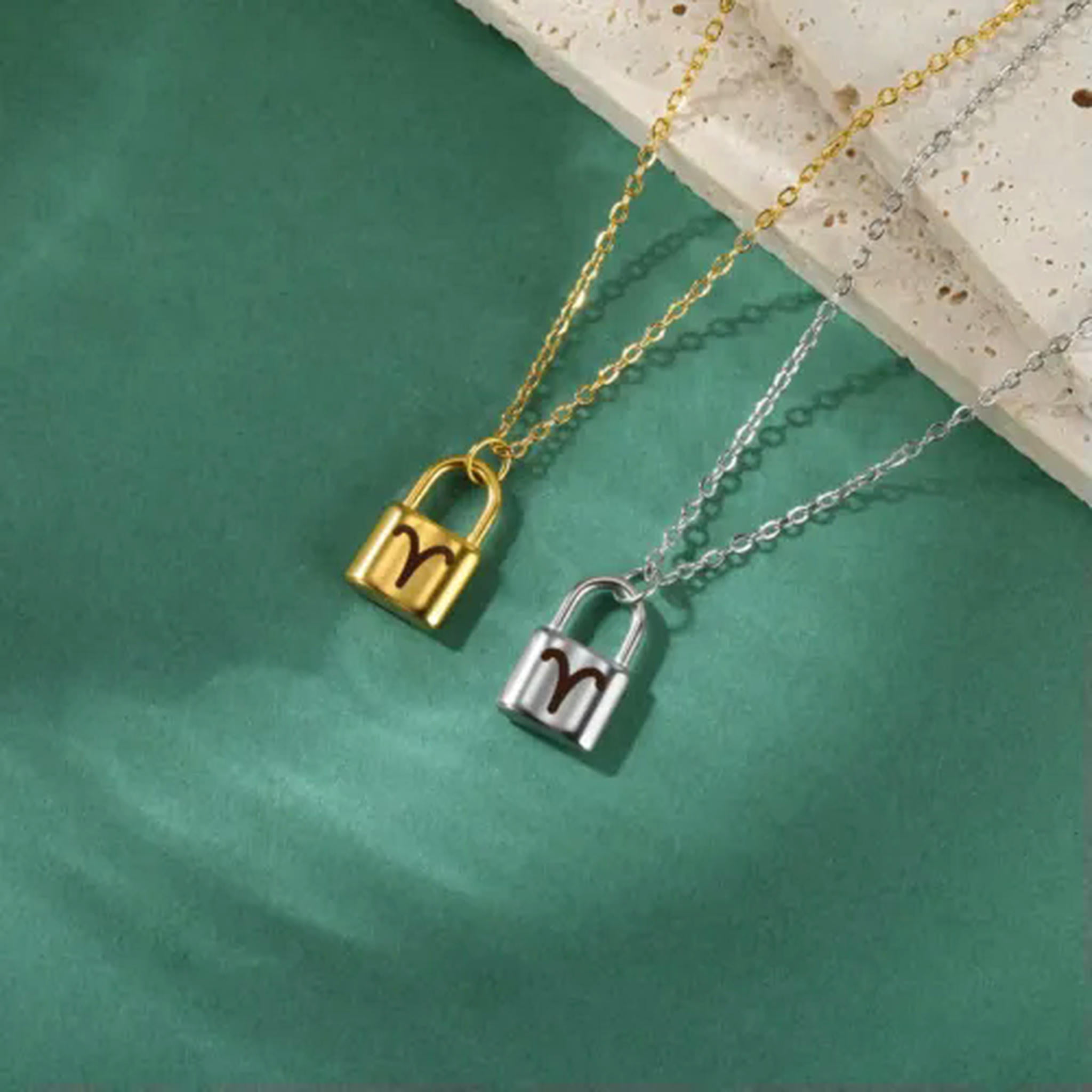 GAVONO Twelve Constellations Lock Pendant Necklace Stainless Steel ...