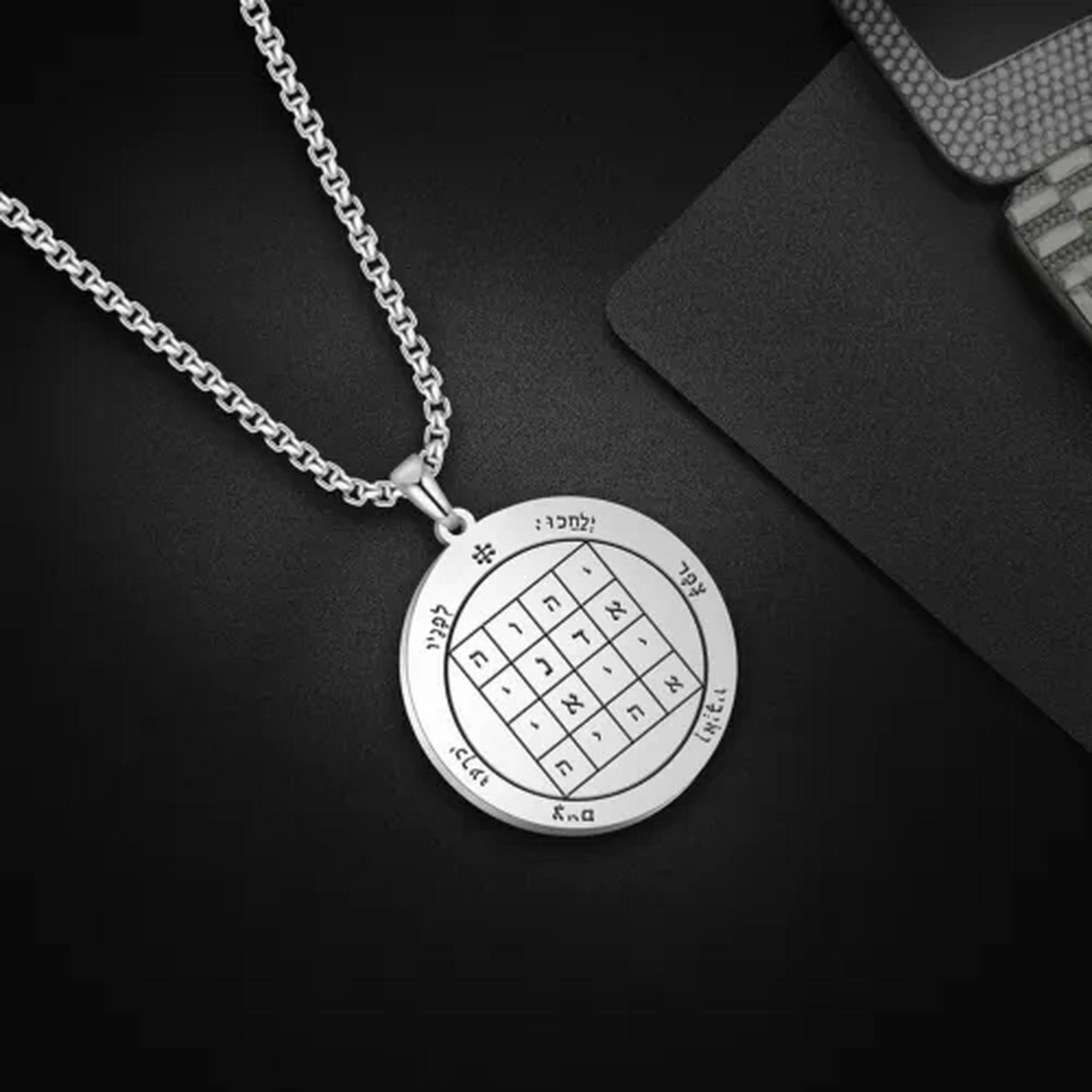 GAVONO Vintage Key of Solomon Pentacle Seal Saturn Pendant Wicca Pagan ...