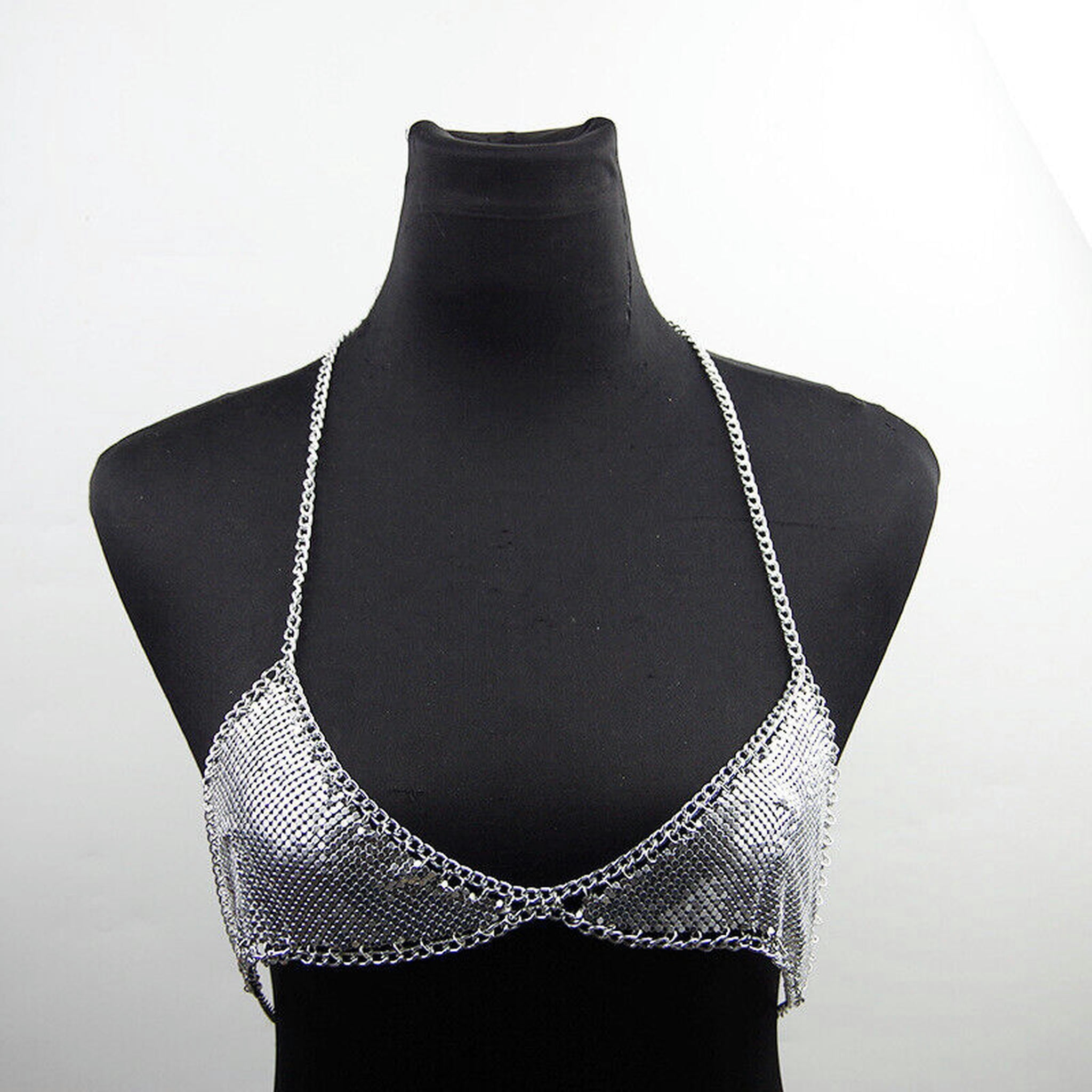 GAVONO Women Sequin Chest Chain Pendant Bra Necklace Beach Bikini Chest ...