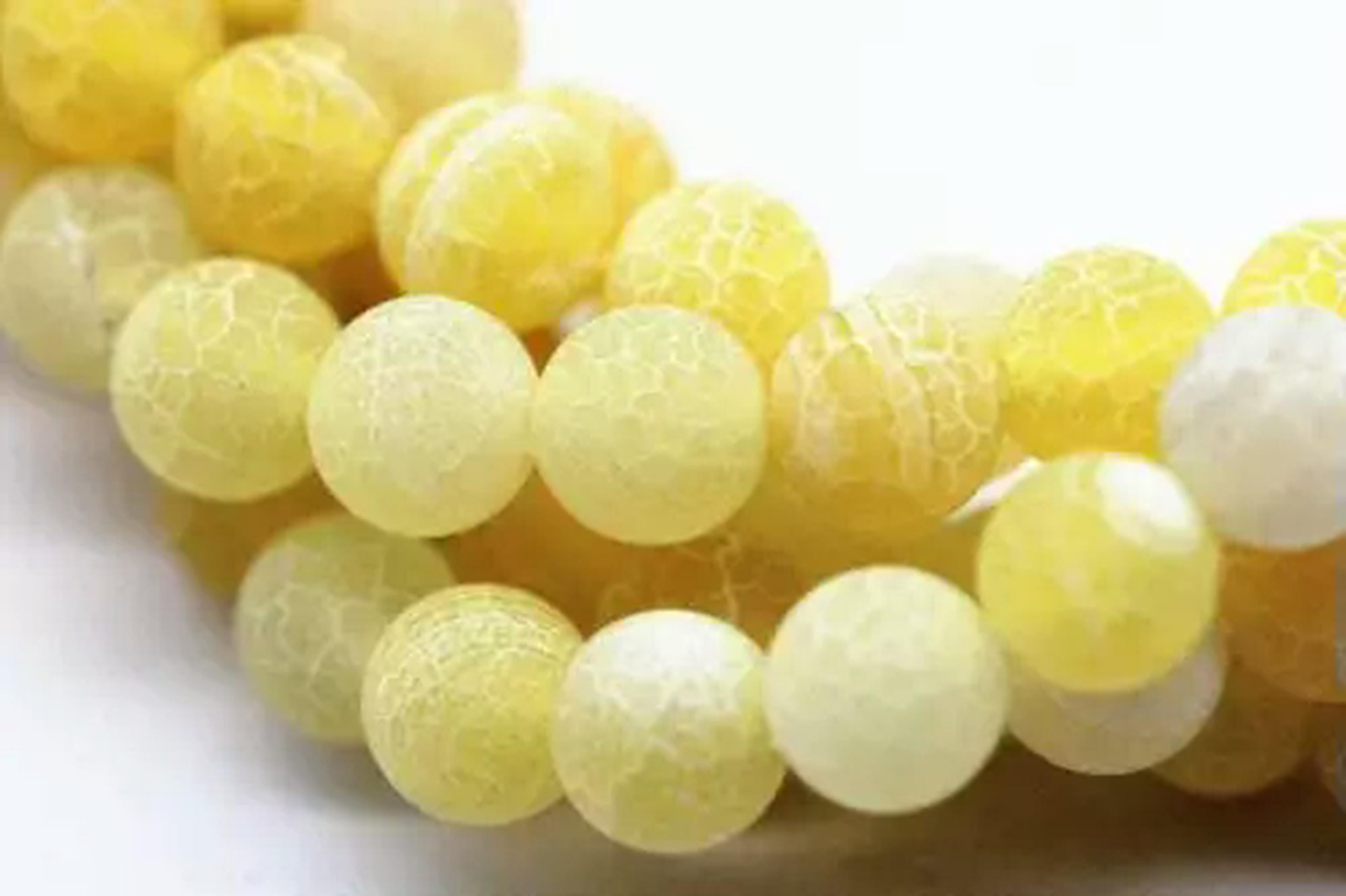 GAVONO Yellow Fire Agate Cracked Matte Round Beads 6mm 8mm 10mm15.5 ...