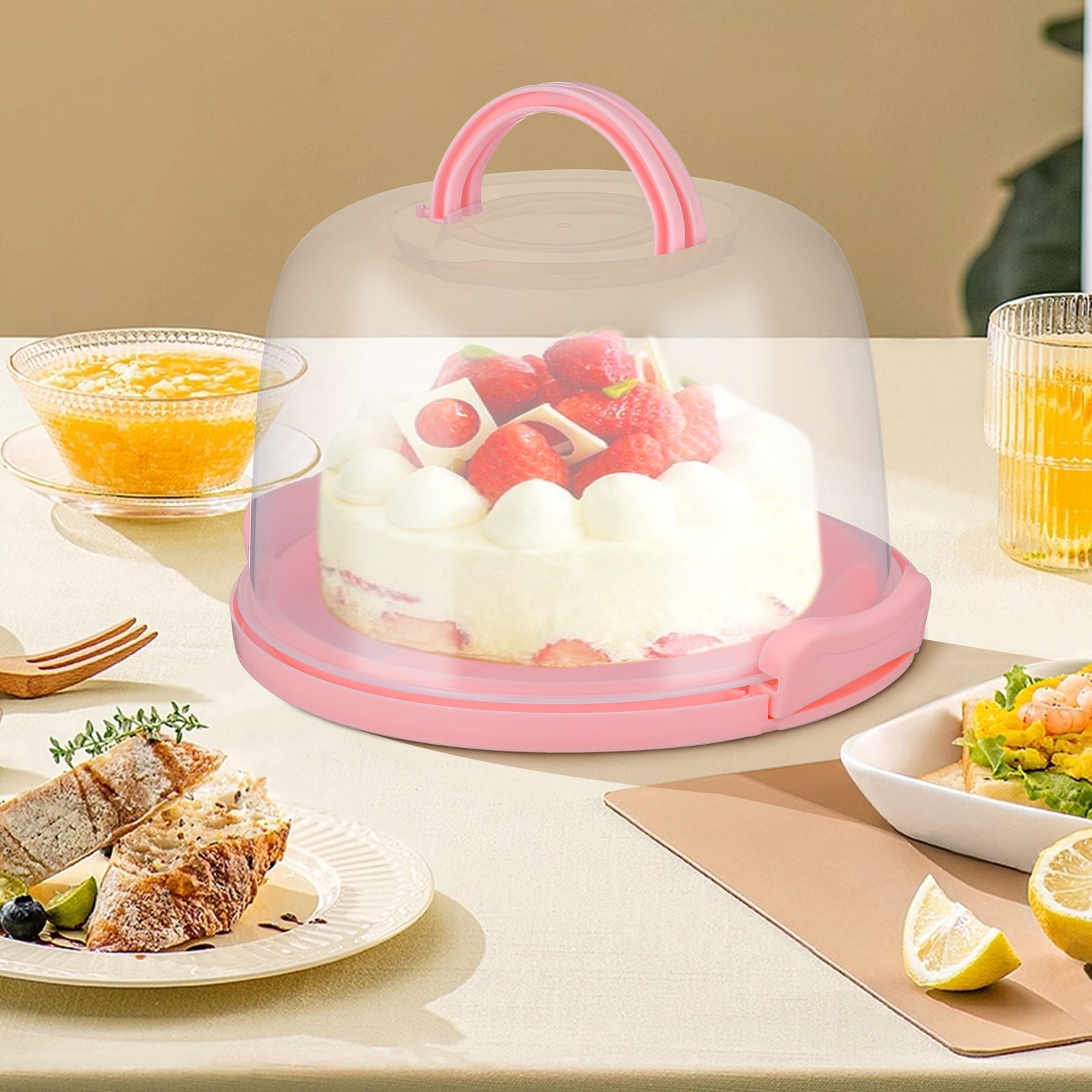 GAXIRE 1 Set Pink Cake Carrier with Snap Lock Mechanism for Desserts ...