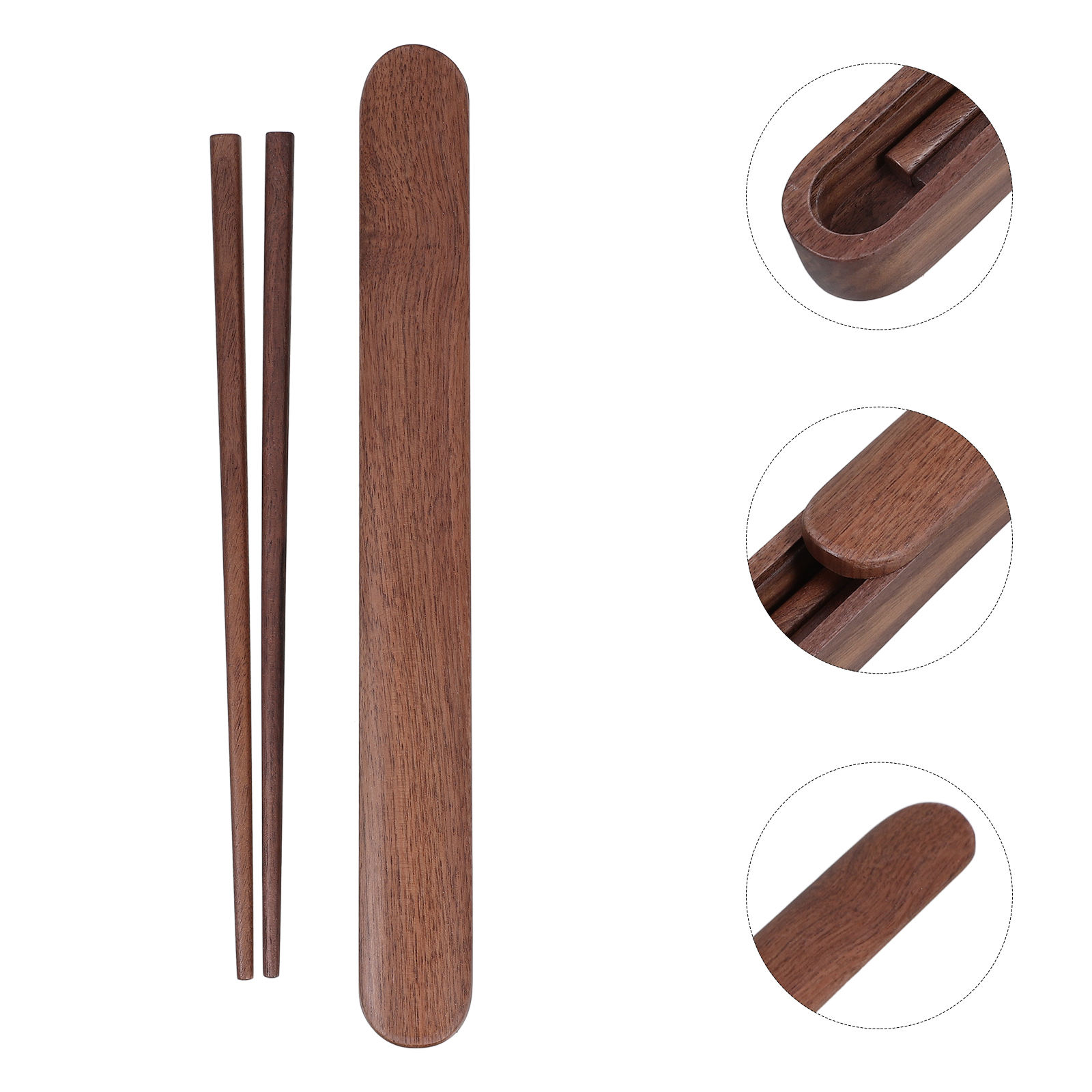 GAXIRE Reusable Wooden Chopsticks Set with Travel Box, Coffee Wood ...