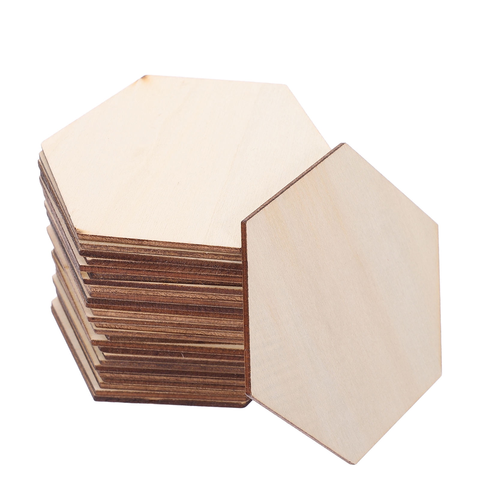 GAXIRE 100Pcs Hexagonal Boards Wood Hexagon Cutouts Beige For Holiday ...