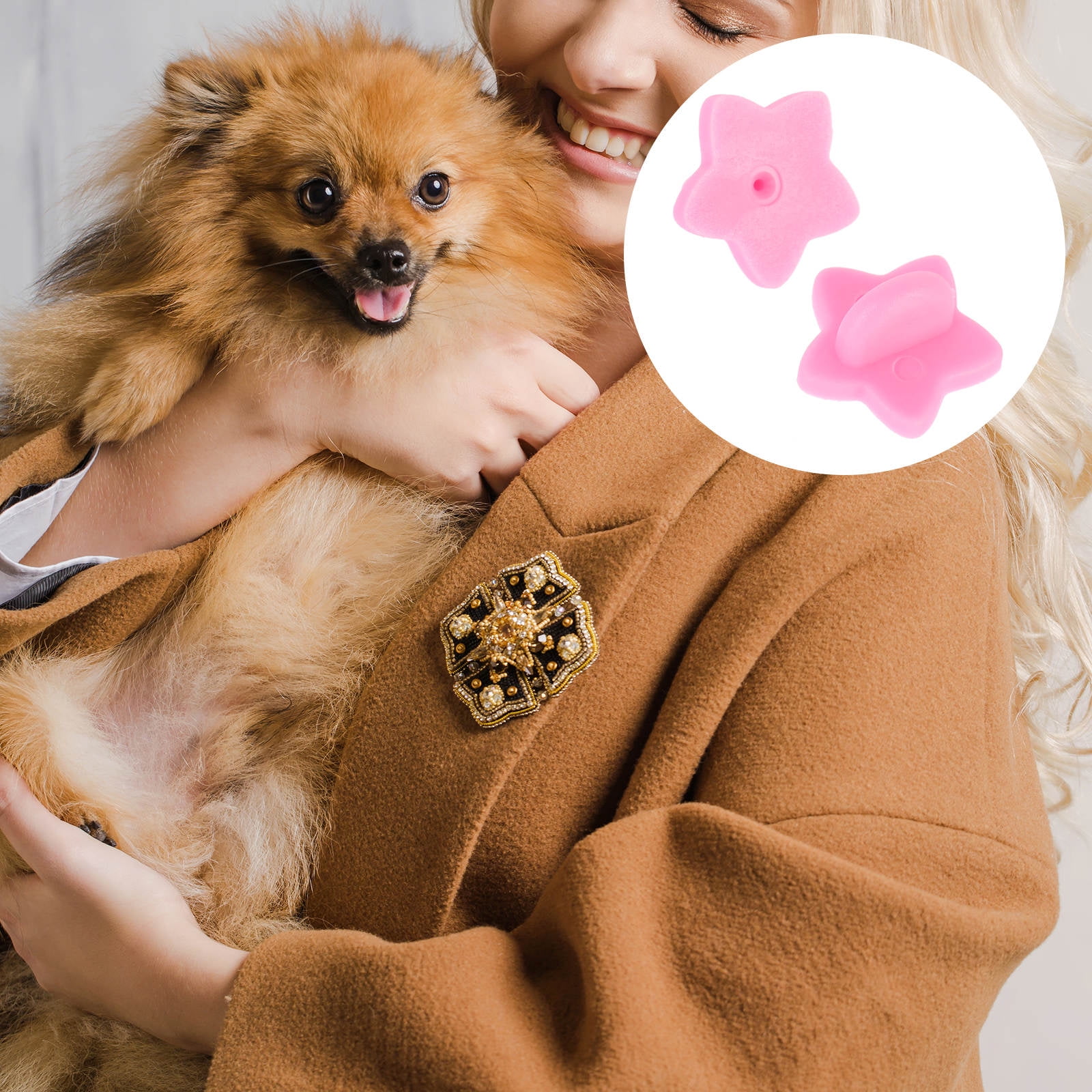 GAXIRE 100Pcs Pink Rubber Star Badge Lapel Pin Bulk Tight Pin Backing ...